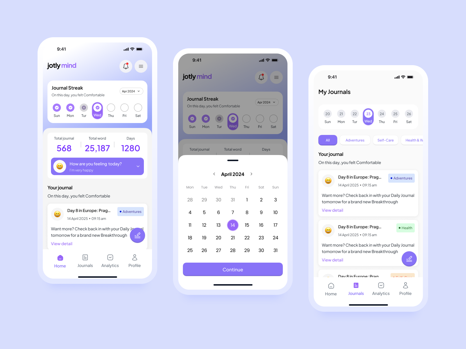 Journaling app by Nur Asyrof Muhammad for Shaka Studio on Dribbble