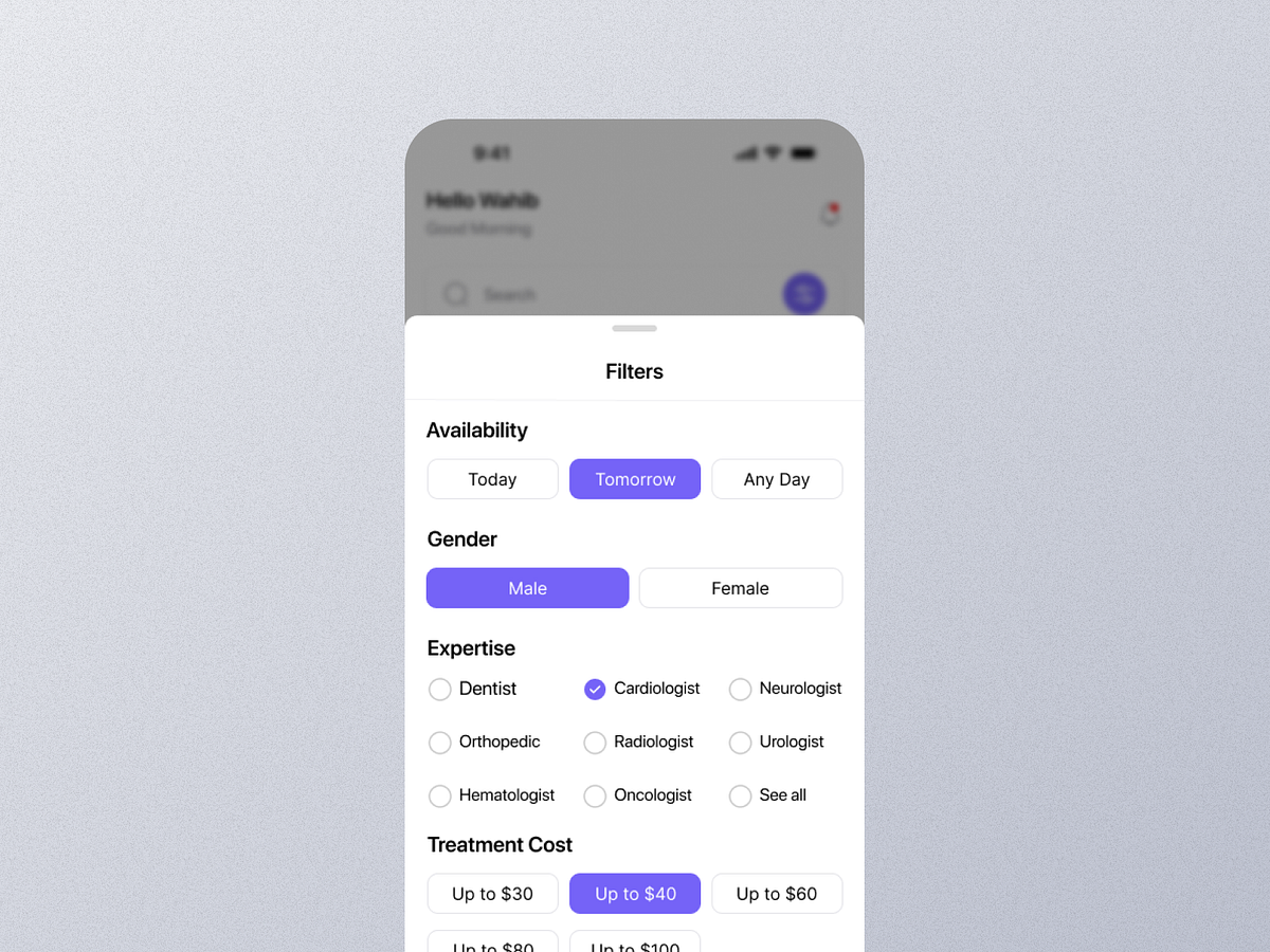 Filter Mobile App Ui by UI Ants on Dribbble