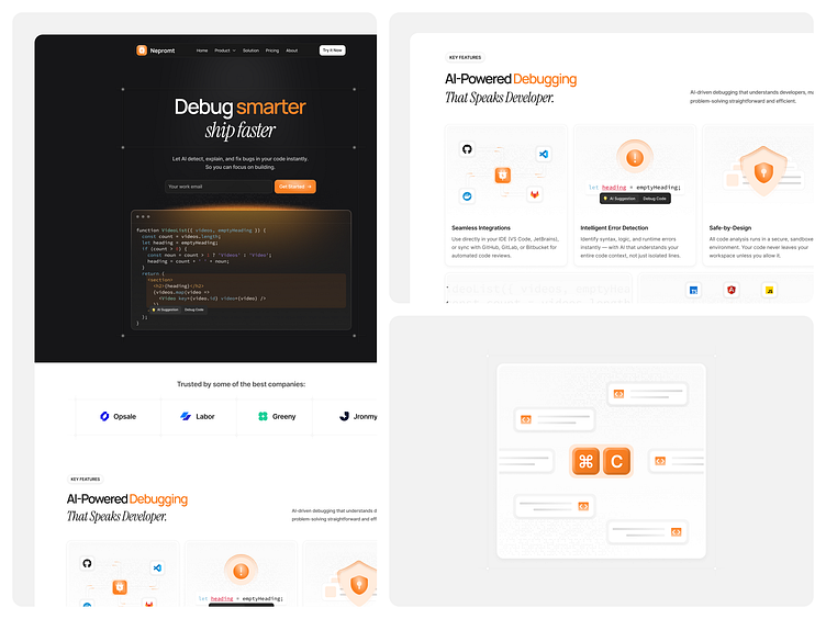 Nepromt - AI Debugging Landing Page by Muhammad Khoirul for 10am Space ...