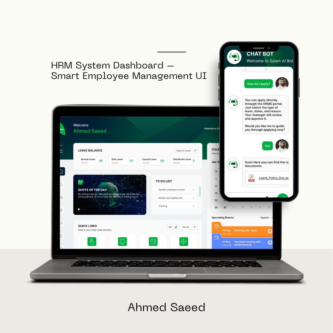 HRM System Dashboard – Smart Employee Management UI by Saira on Dribbble