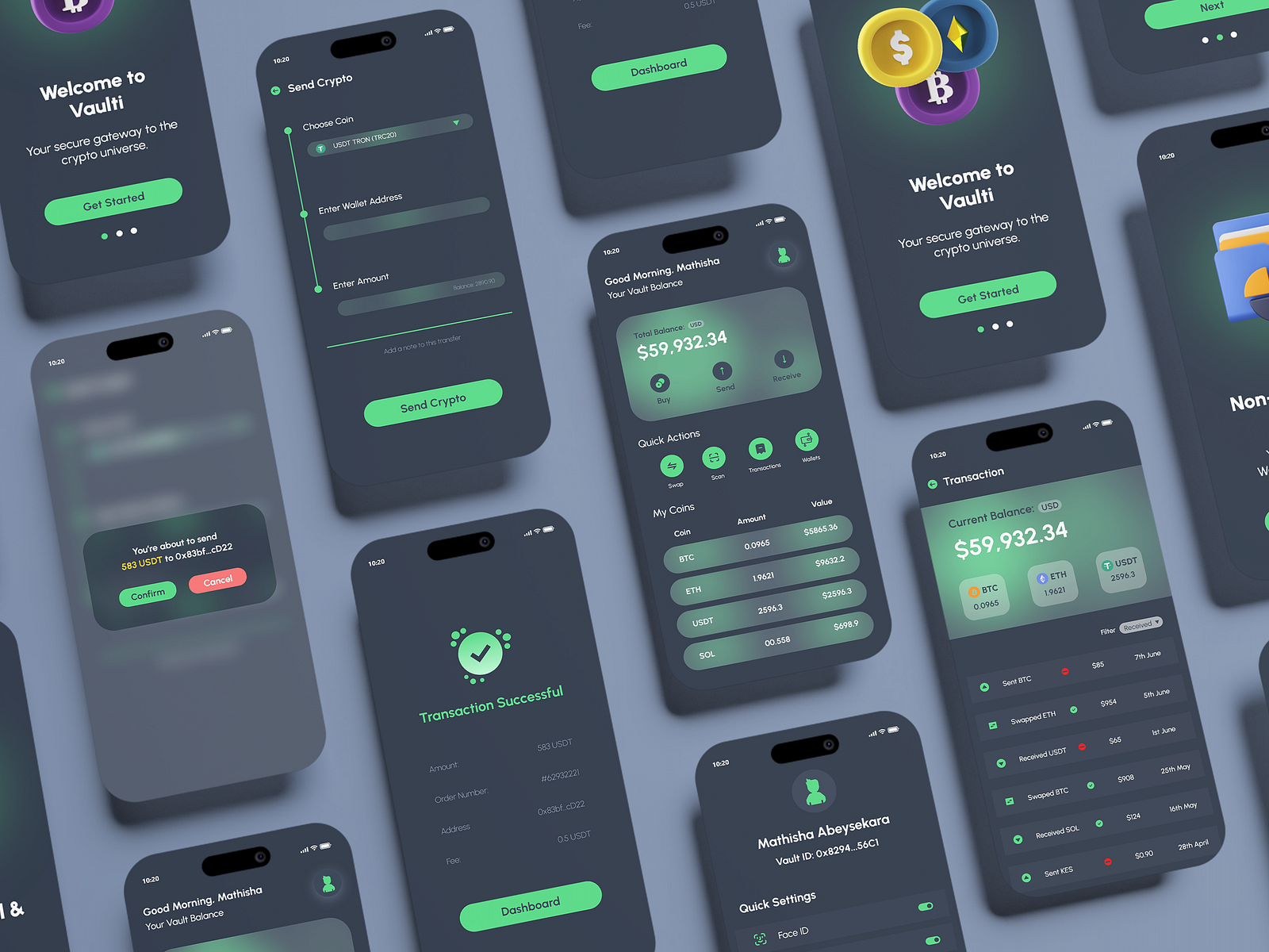 Vaulti - Crypto Wallet Mobile UI Design by Mathisha Abeysekara on Dribbble