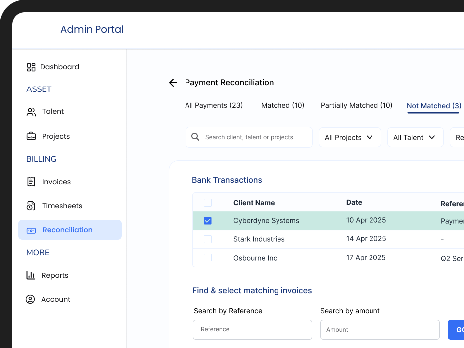 Admin Portal: Payment Reconciliation UI by Amulya Jonnala on Dribbble
