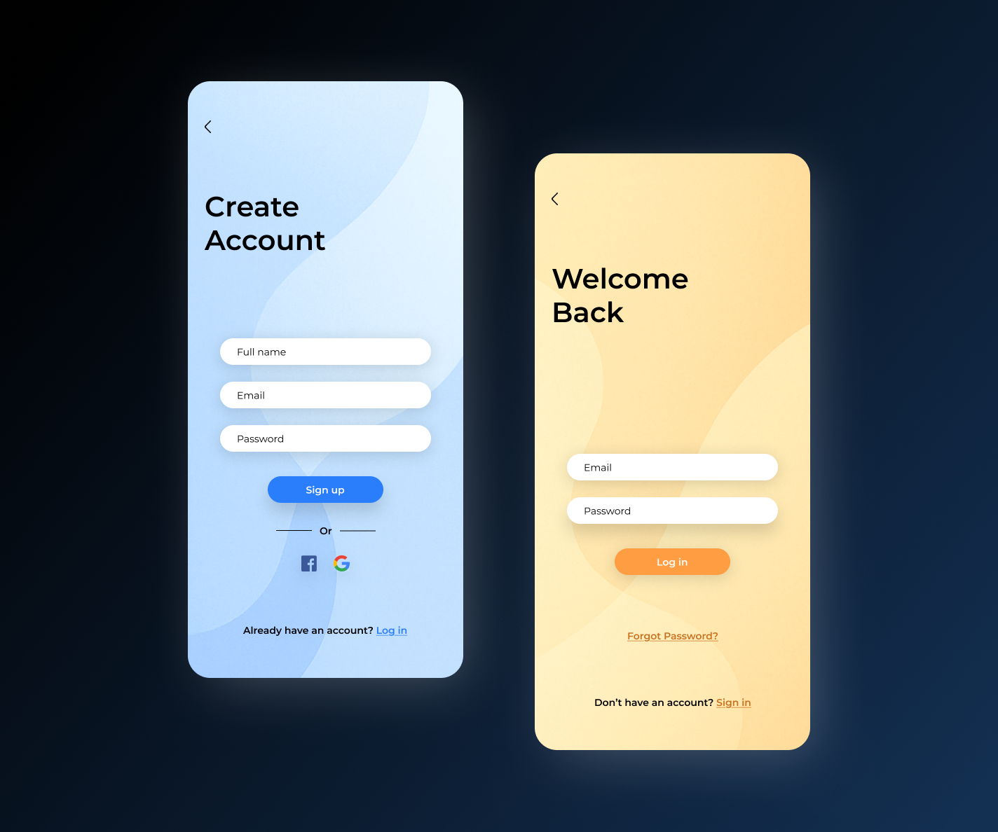Mobile Sign Up & Login Screens by Diana Bagdasarian on Dribbble