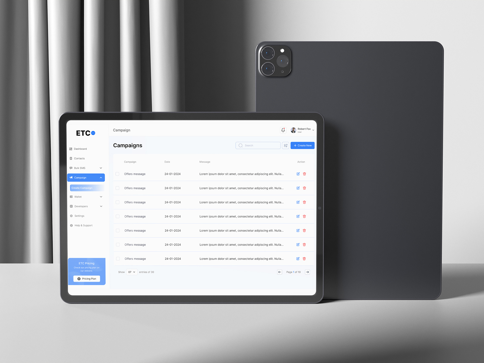 ETC Pro – SMS Campaign Management Dashboard UI by ZeeFrames Limited on ...