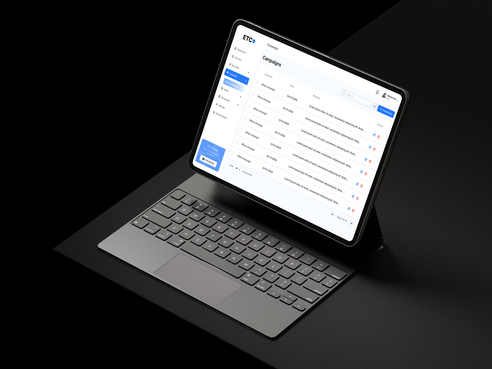ETC Pro – SMS Campaign Management Dashboard UI by ZeeFrames Limited on ...