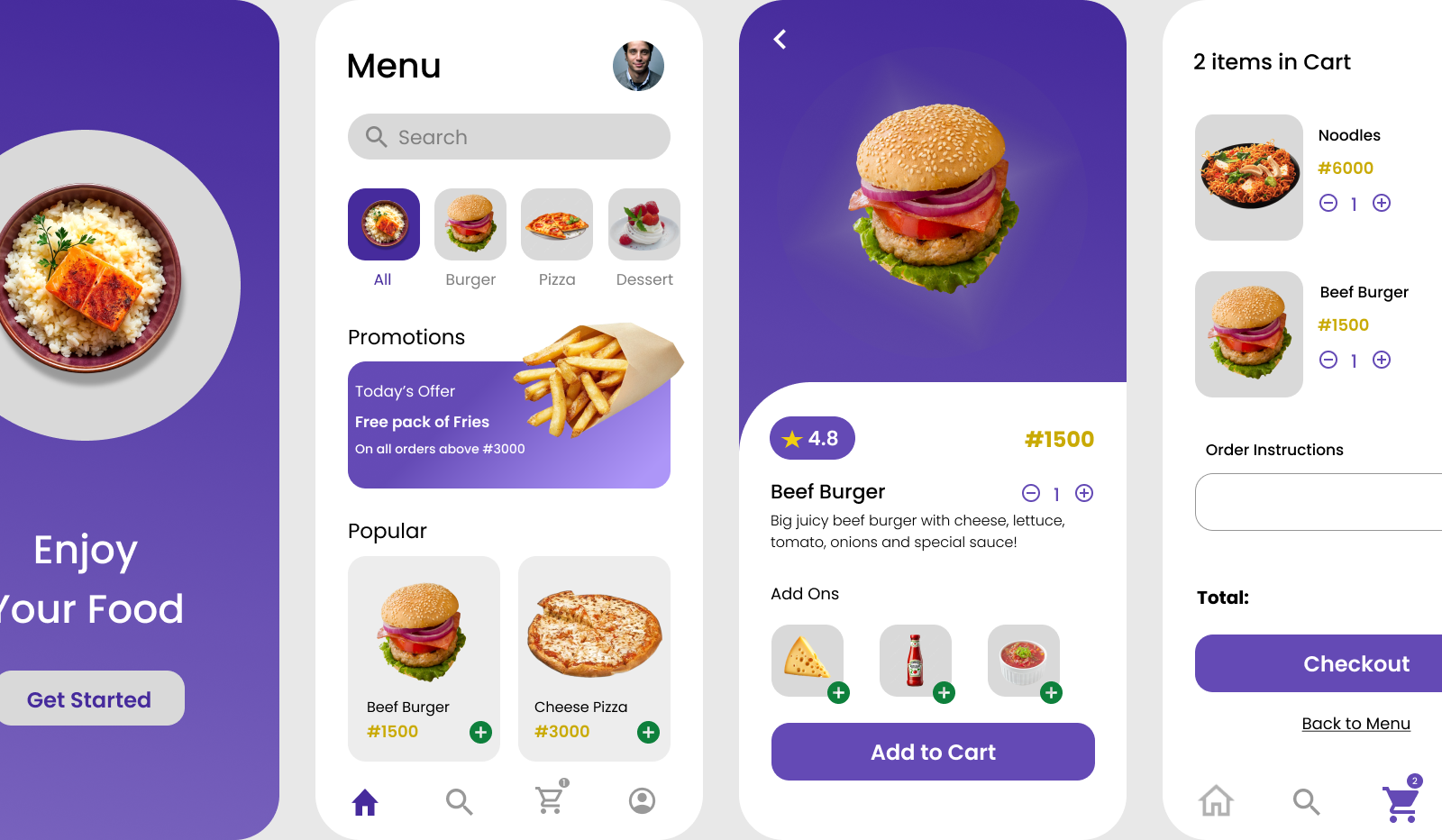 Food Ordering App by Daniel Hassan on Dribbble
