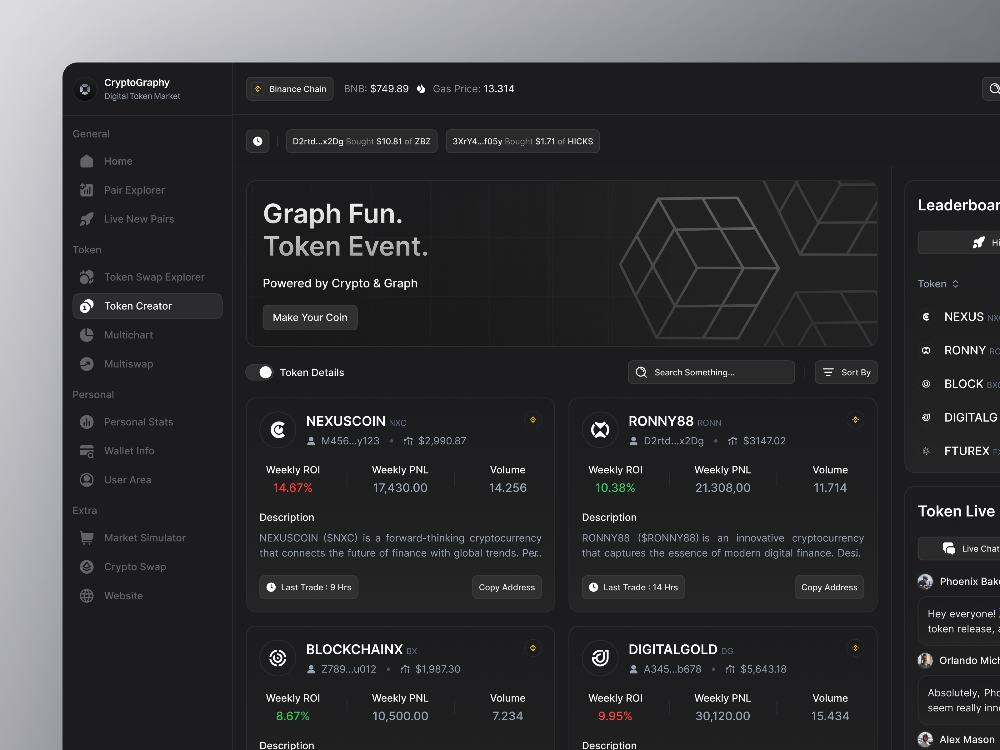 CryptoGraphy - Web3 DEX Dashboard Token Creator by Teguh Irvan Ariyanto for Korsa on Dribbble