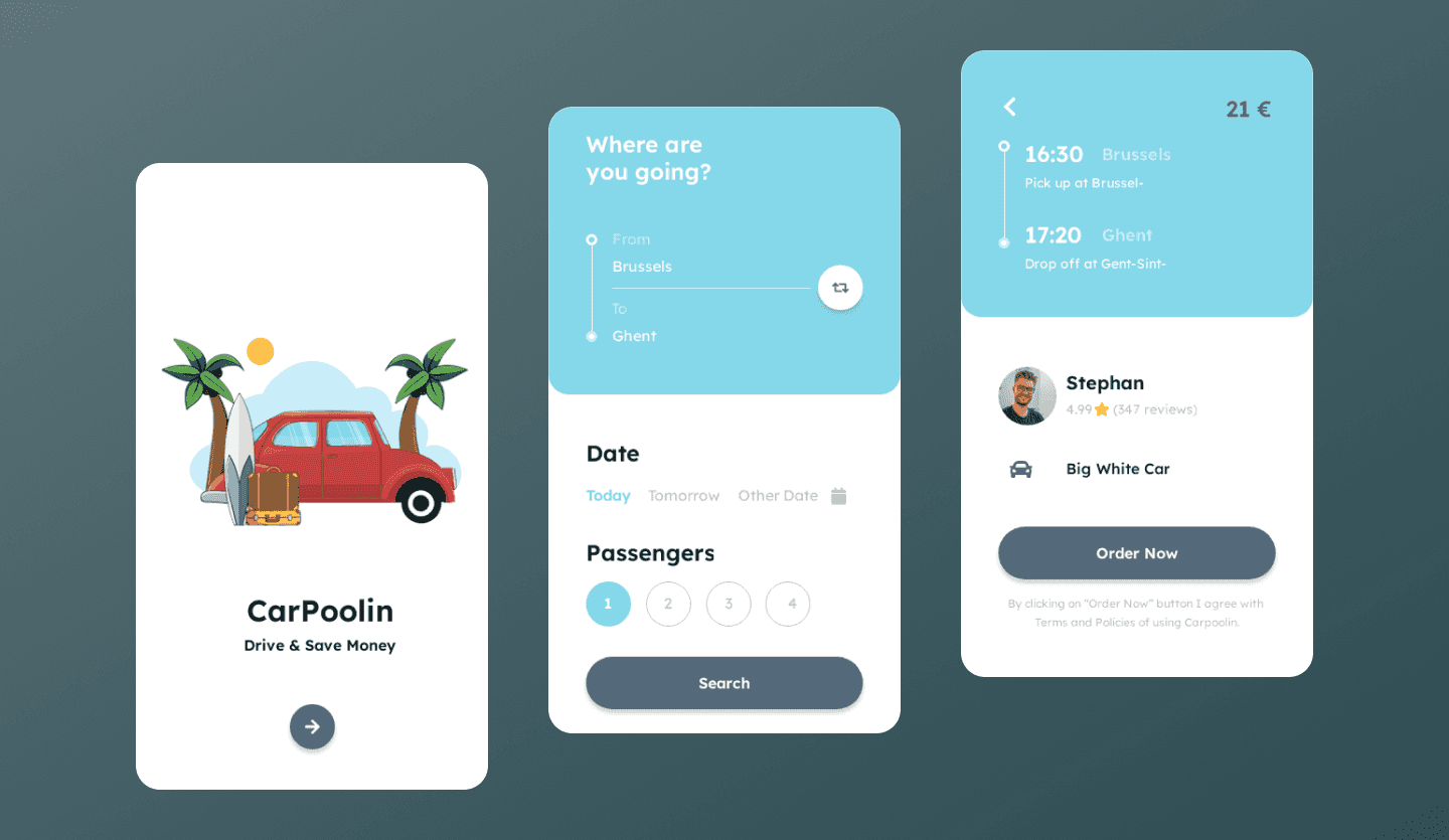 CarPool App by David Pack on Dribbble