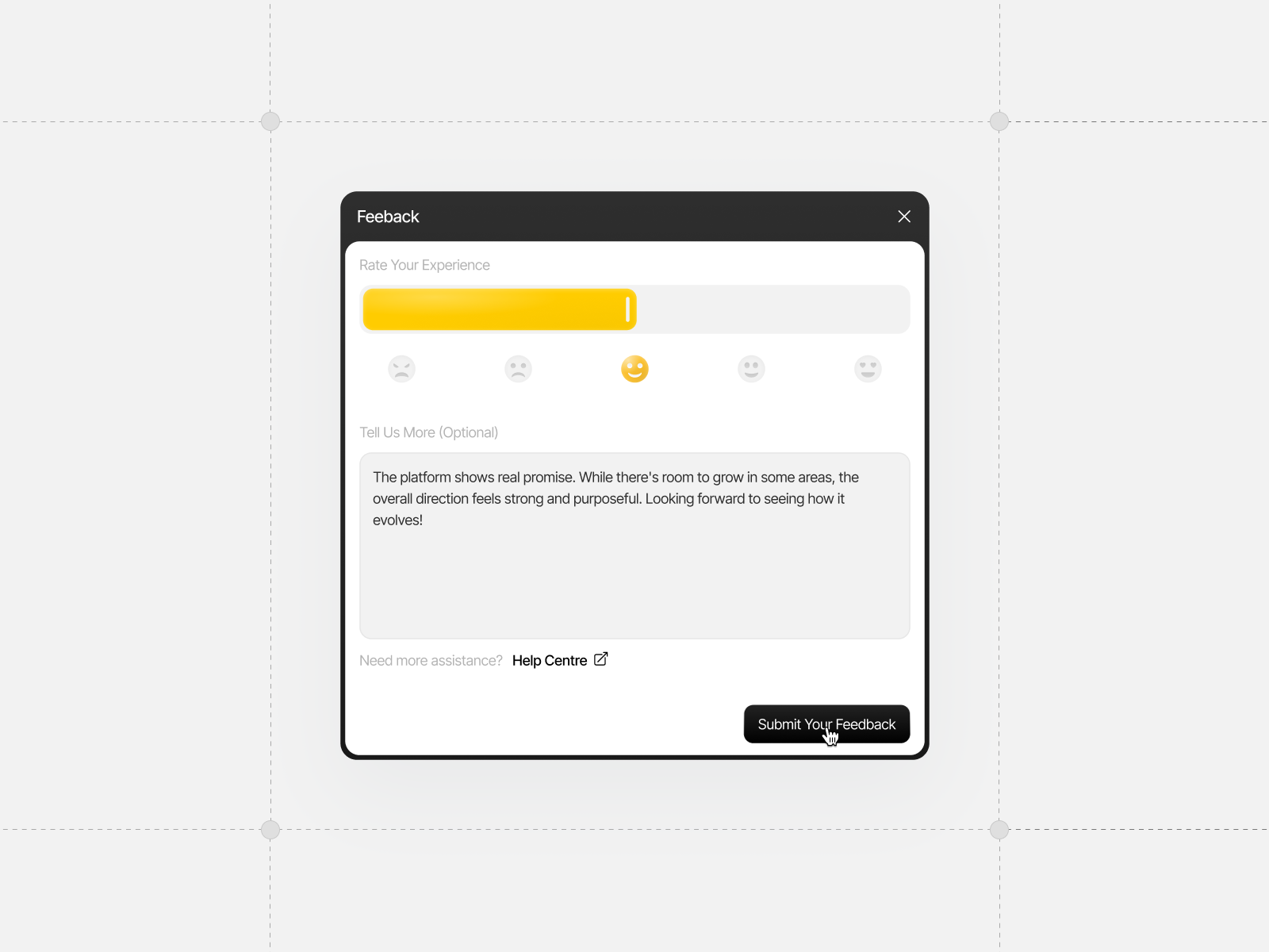 Feedback Modal by Orishina Ogunro on Dribbble