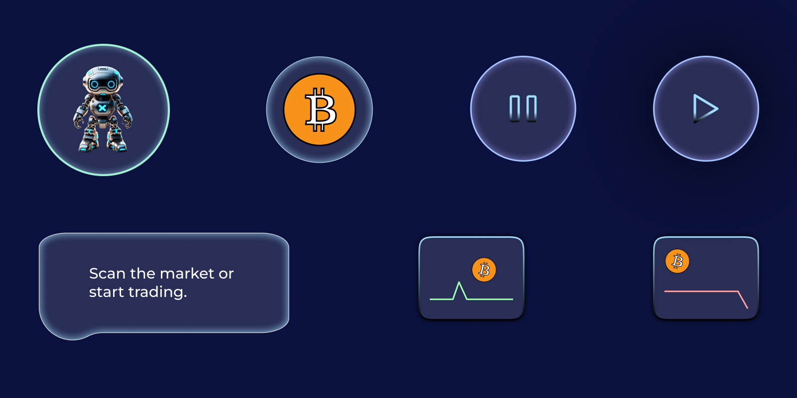 Dark Theme Crypto Trading Bot UI — Neon, Liquid Glass & Clay by Zainab ...