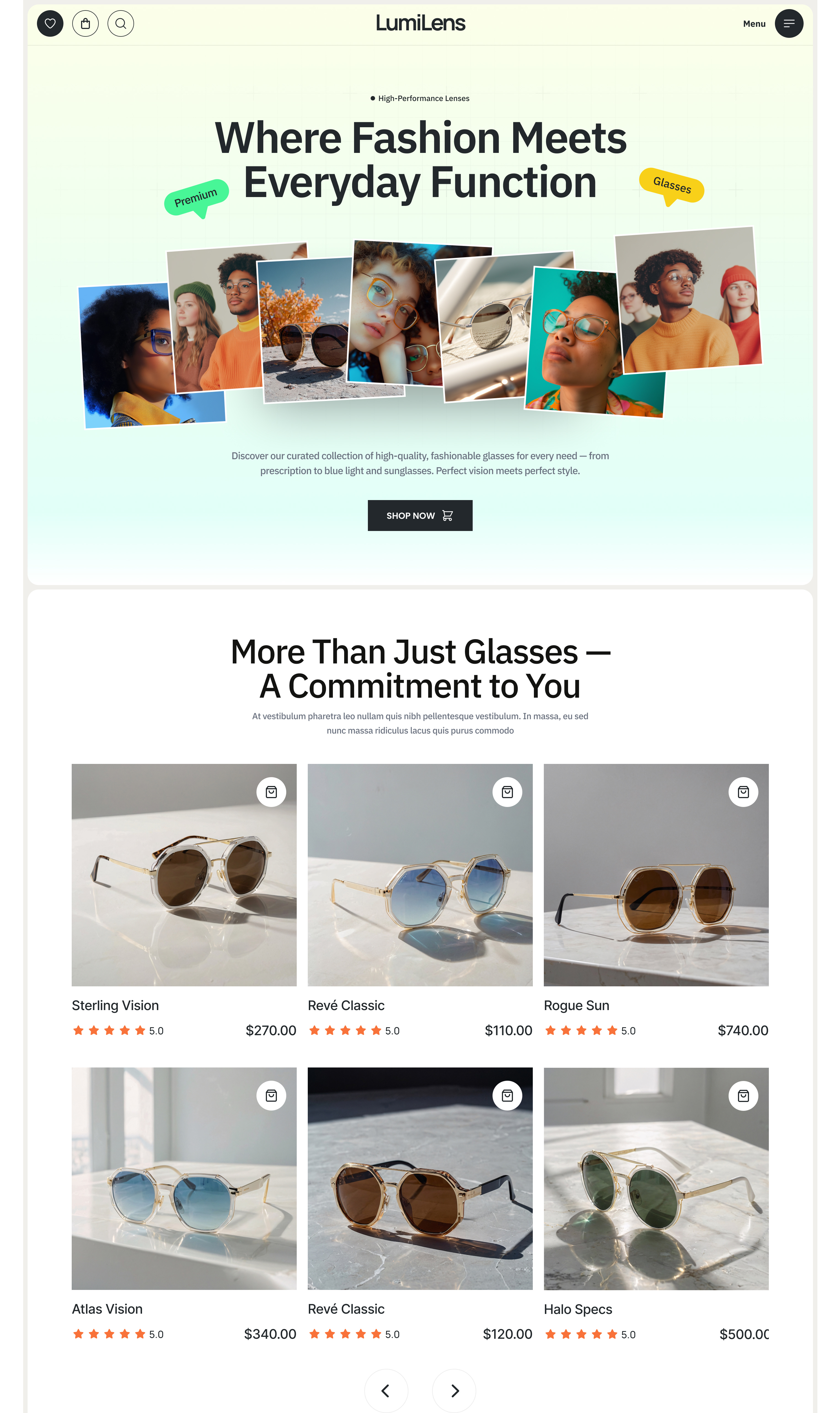 LumiLens - Glasses eCommerce Store by Sans Design for Sans Brothers on Dribbble