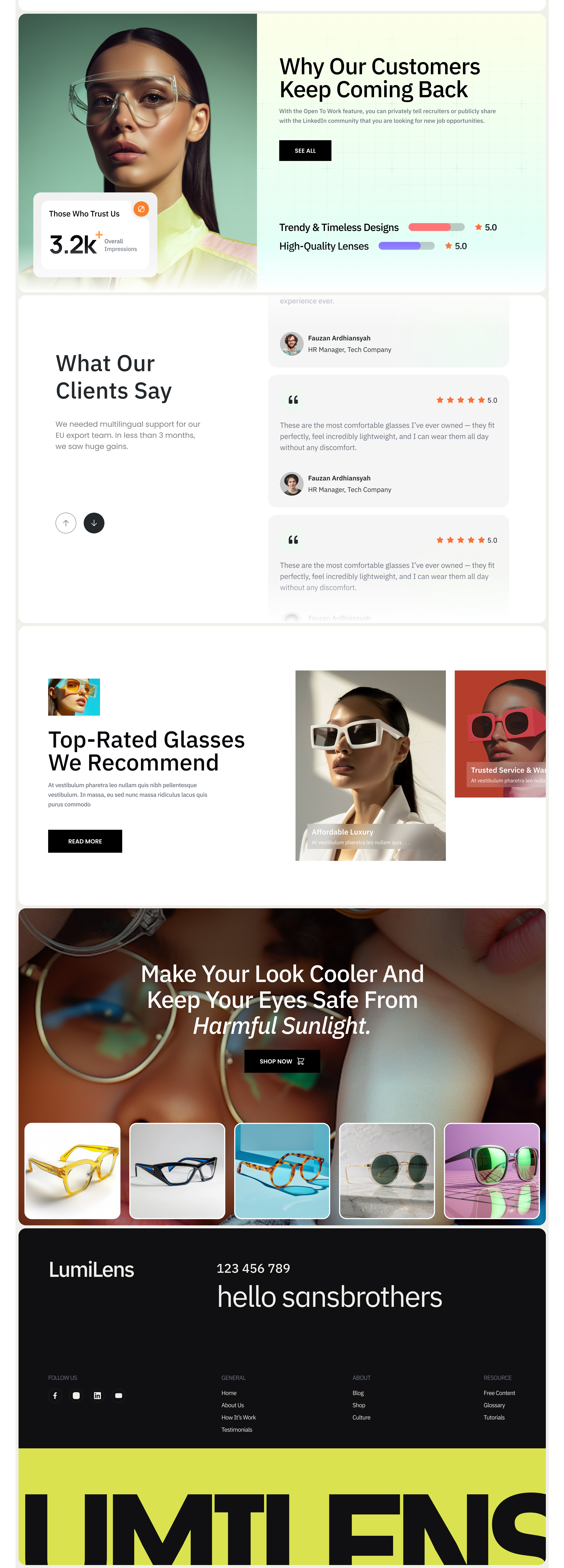 LumiLens - Glasses eCommerce Store by Sans Design for Sans Brothers on Dribbble