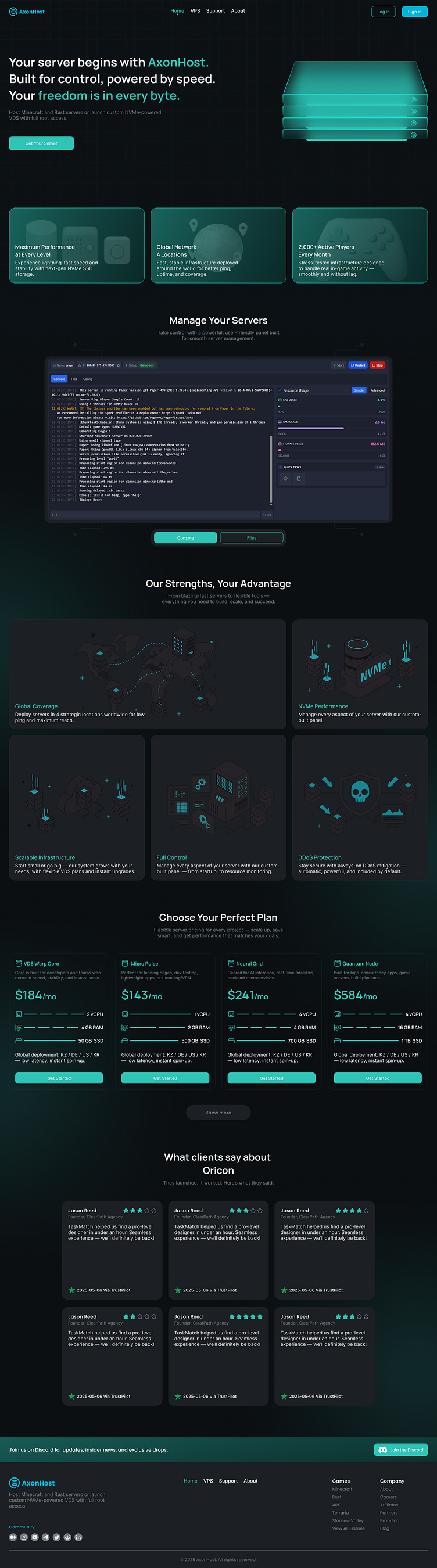 AxonHost – Server Hosting Made Simple by Стас Вакуленко on Dribbble