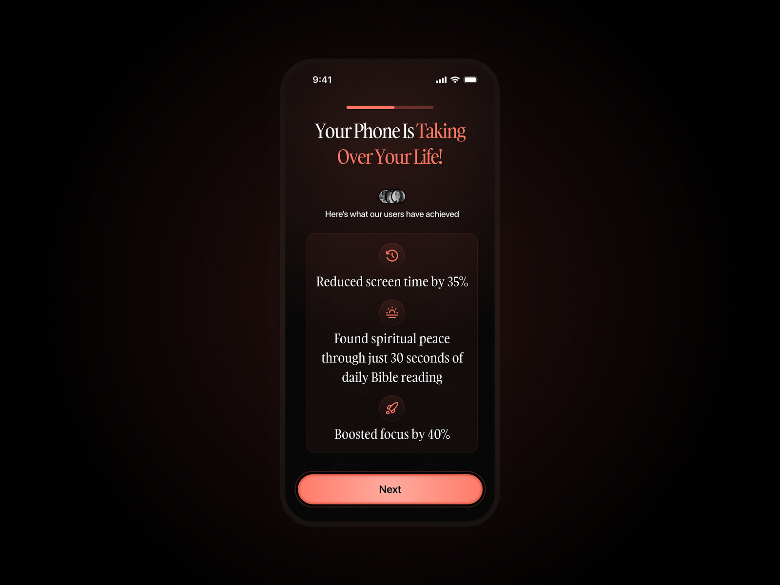 Bible Focus App - Social Proof Screen UI Design by App Genie on Dribbble