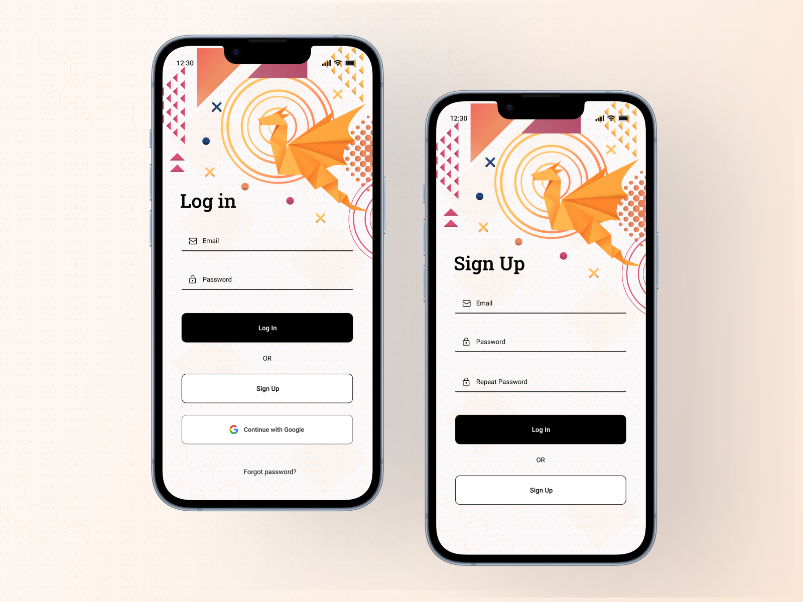 Animated Abstract Origami Authentication UI for Mobile by Filip Večeřa on Dribbble