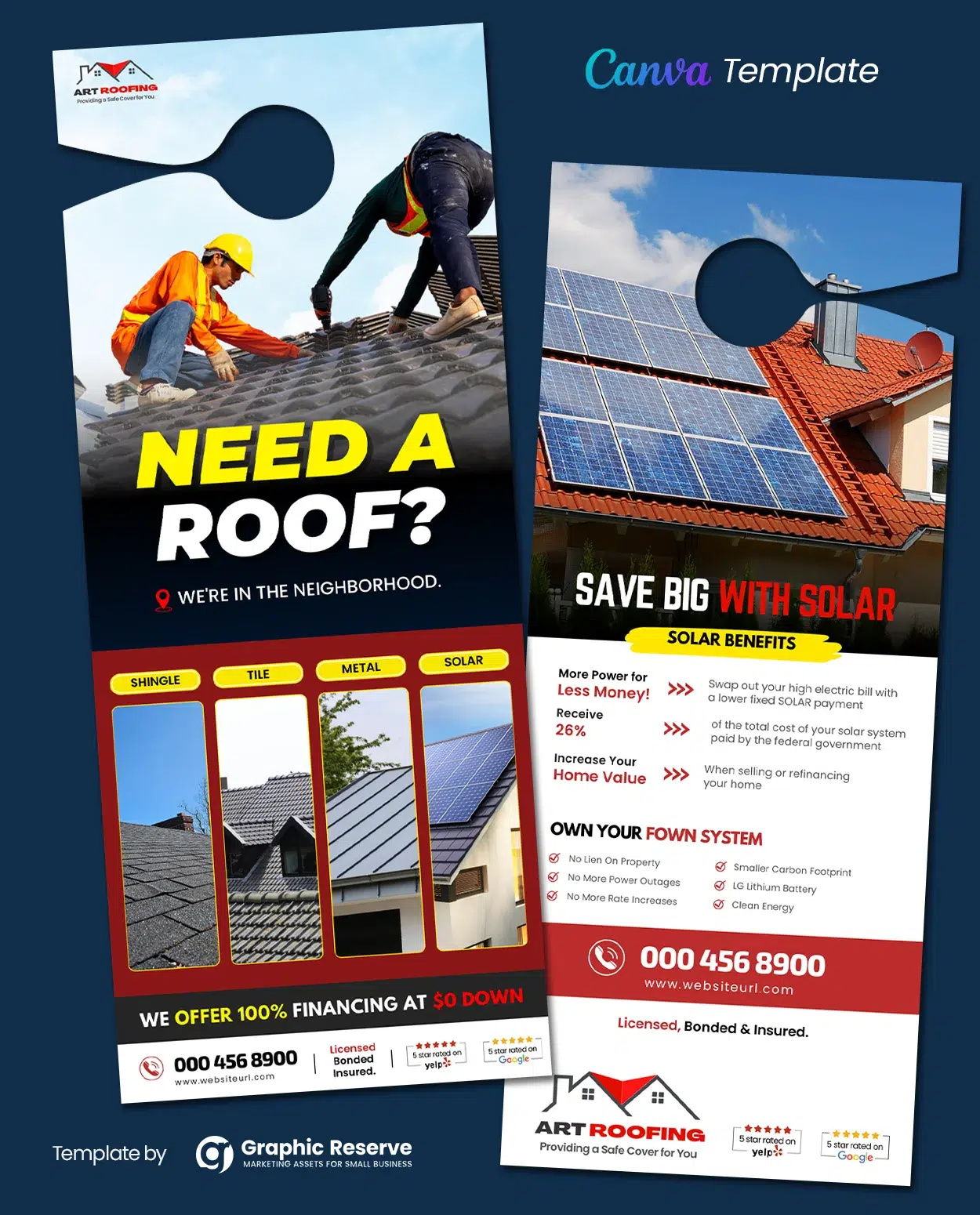 Roofing Business Marketing Door Hanger Canva Template by Graphic ...