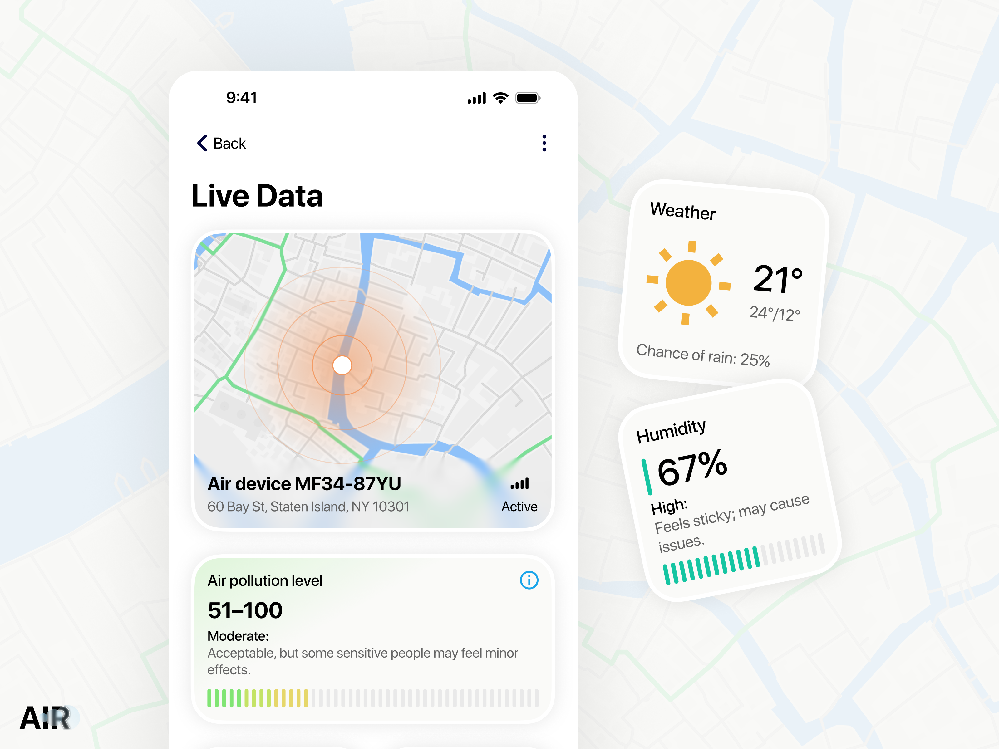 AIR - Pollution Level App UX/UI Design by Lidiia Varichenko on Dribbble