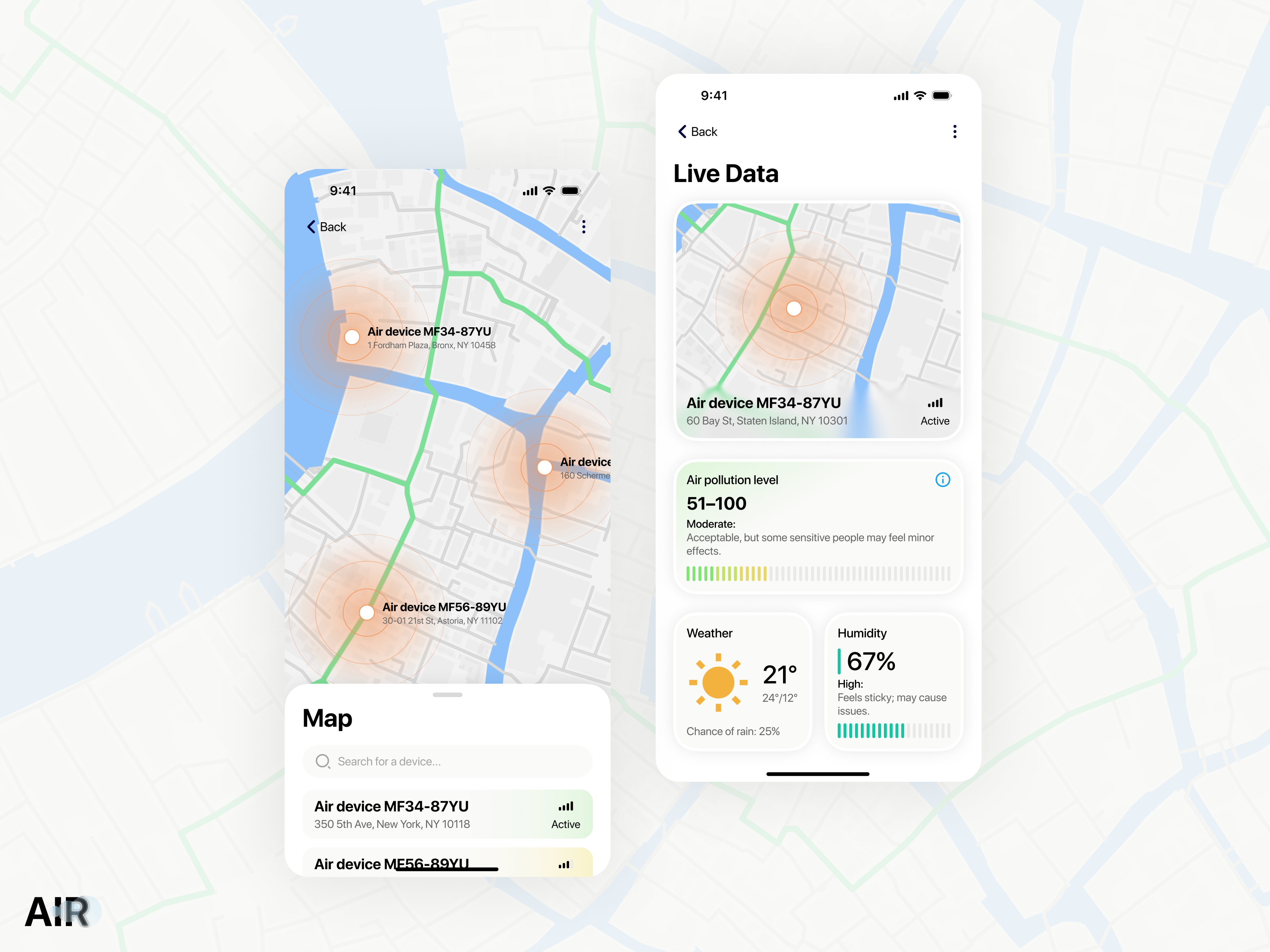 AIR - Pollution Level App UX/UI Design by Lidiia Varichenko on Dribbble