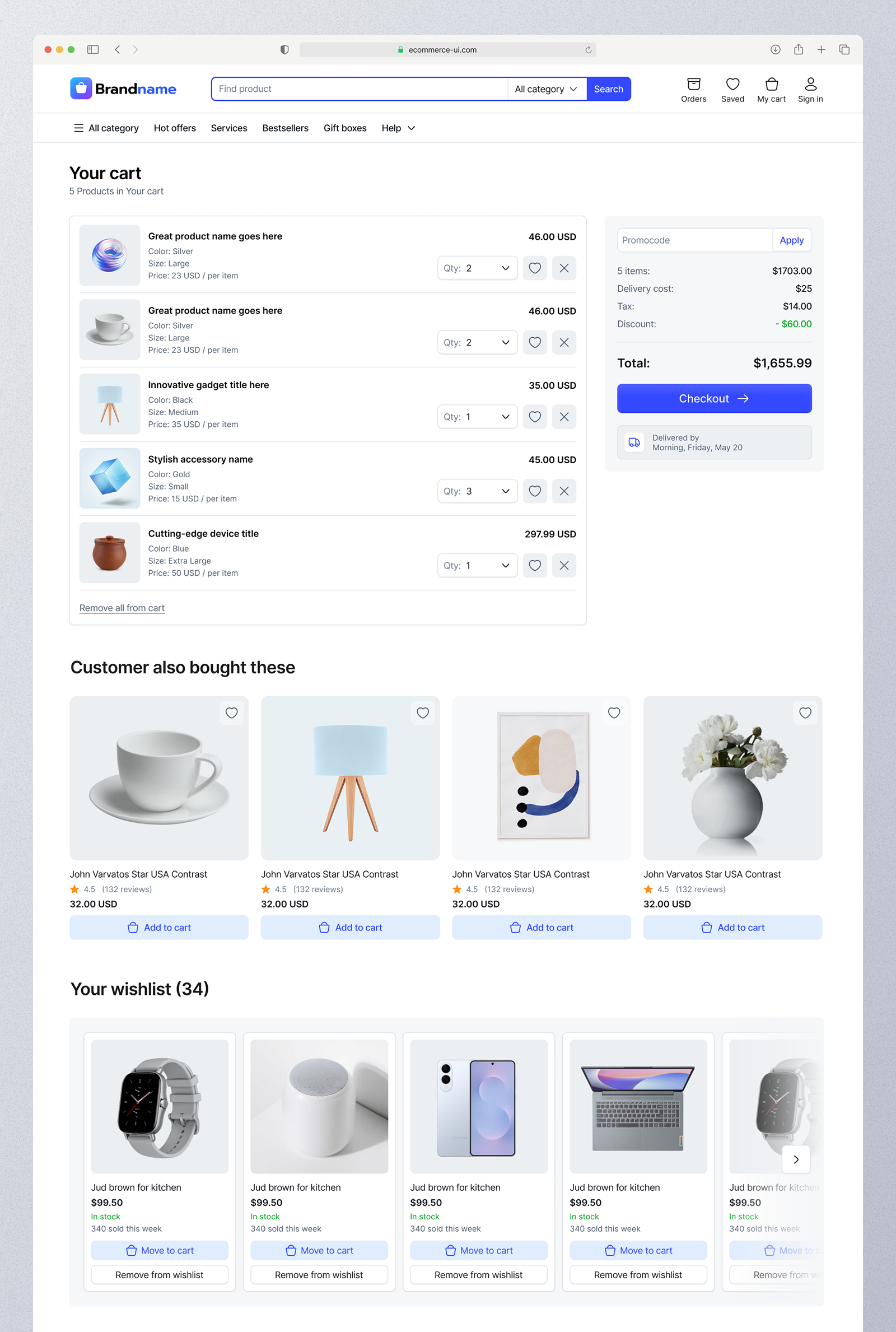 Cart page design for ecommerce by Vosidiy on Dribbble