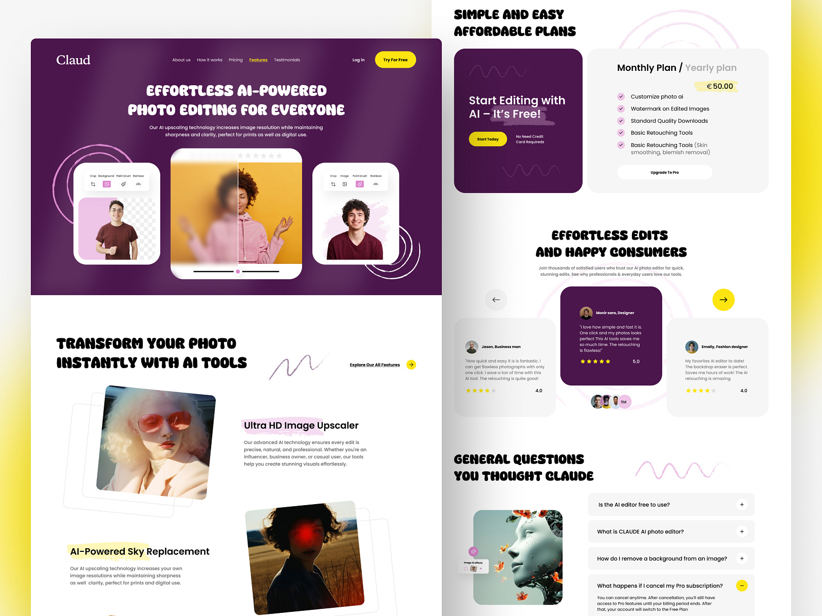 Photo editing landing page—homepage—web design by Jabel - UI UX & Web Designer for Kahaf design ...