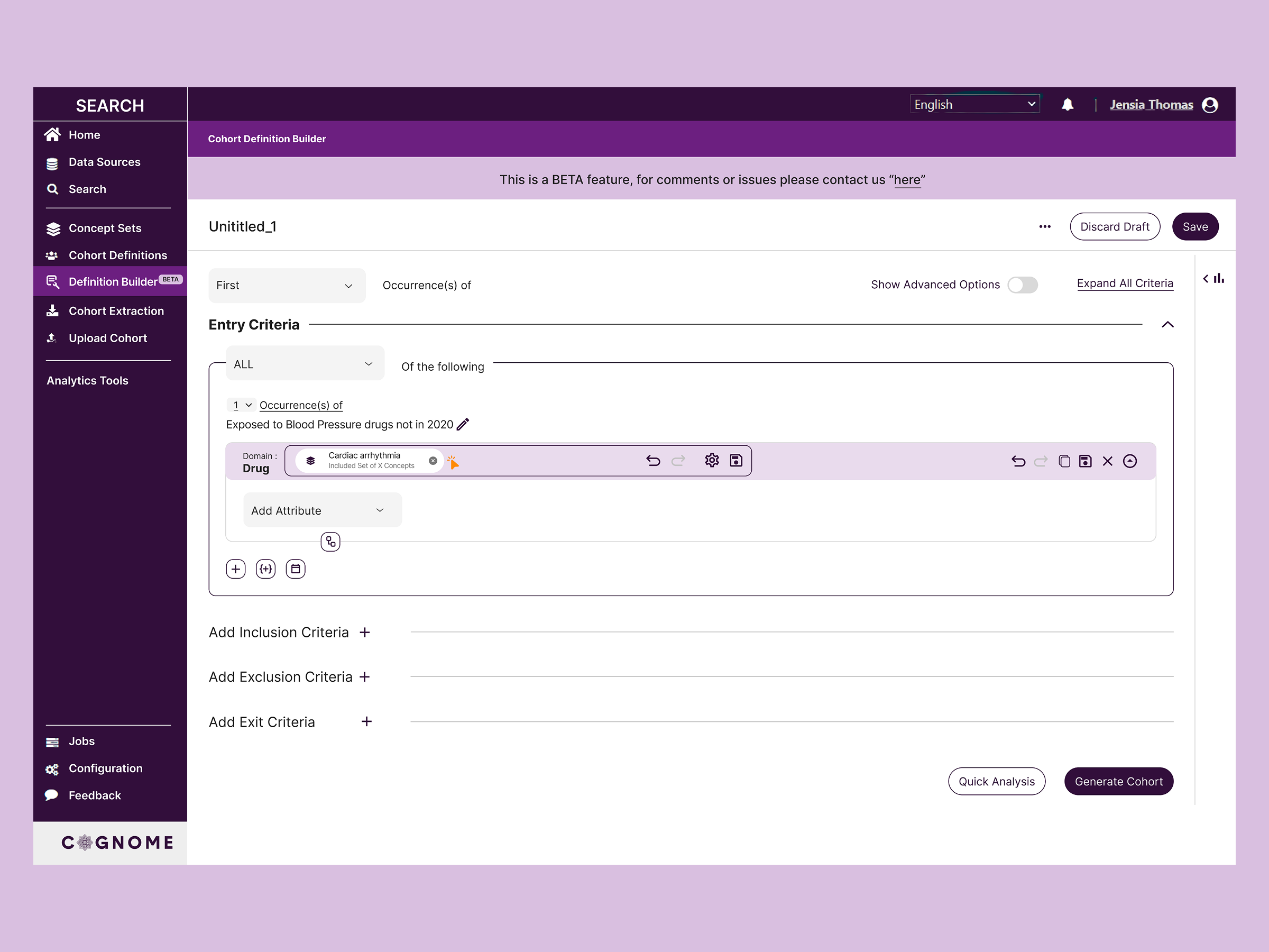 UX/UI Design for Patient Cohort Definition Tool by Jensia Thomas on ...