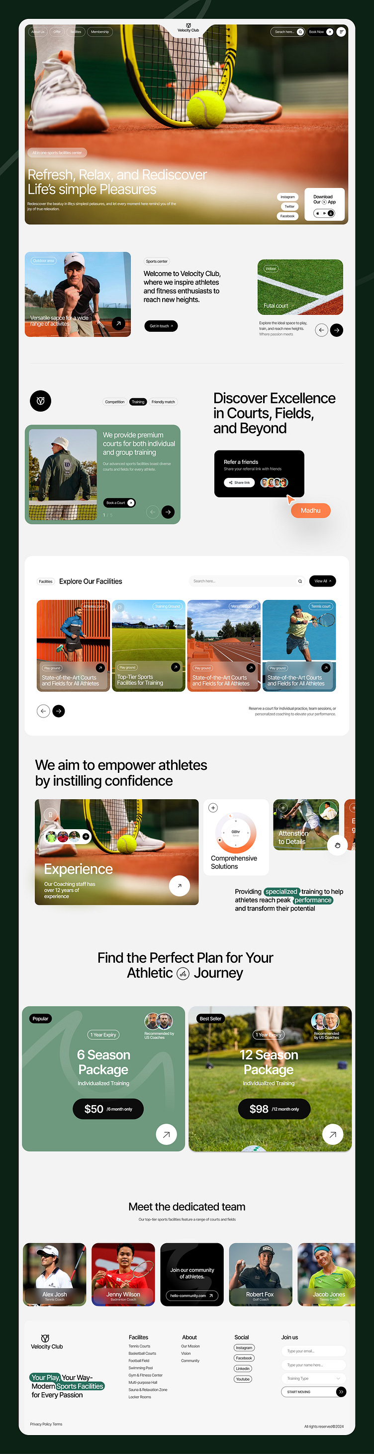 Tennis Club Website Design by Madhu Miah on Dribbble