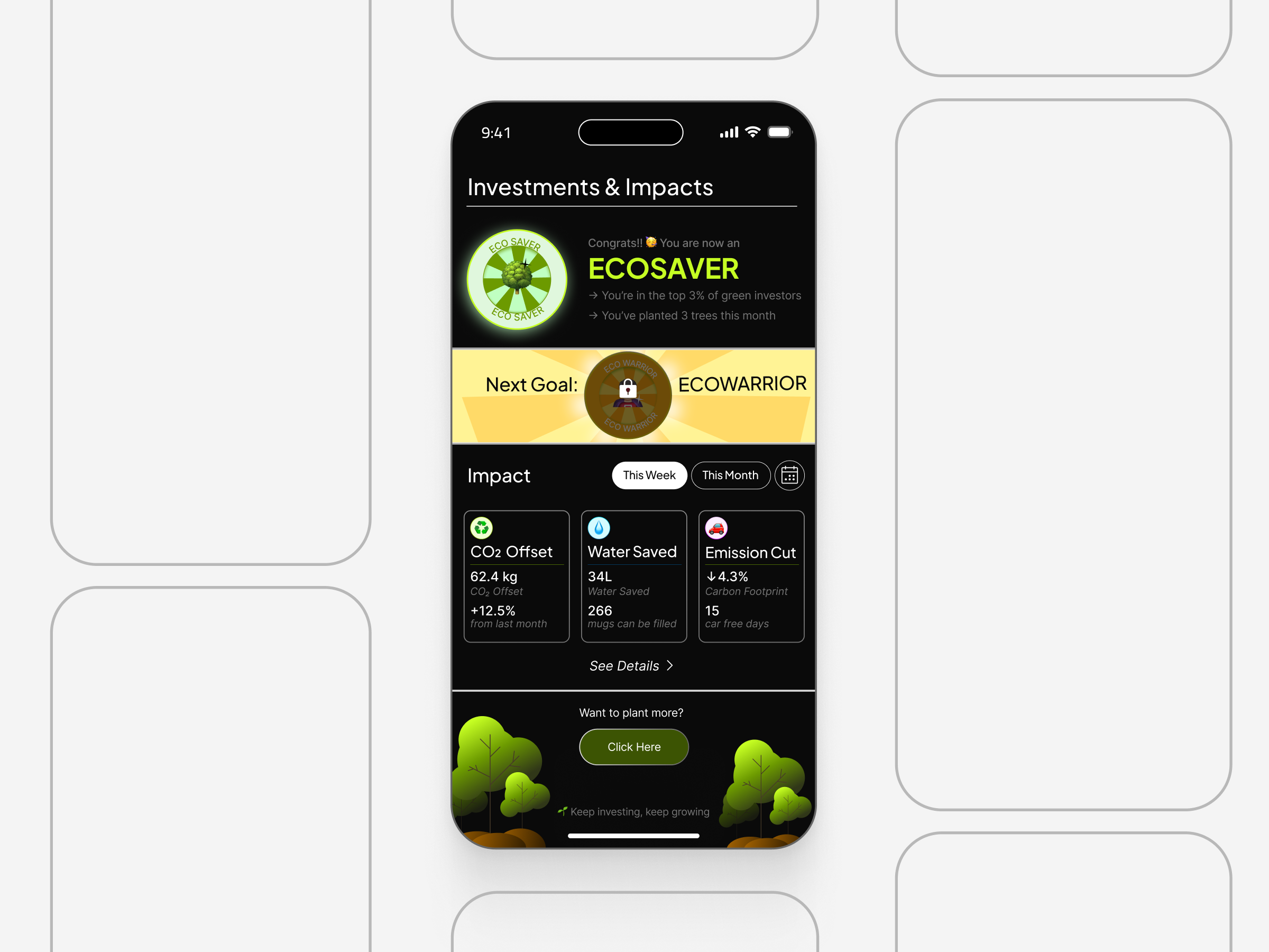 Impact Overview Card | Sustainable Fintech UI by Prince Mukherjee on ...