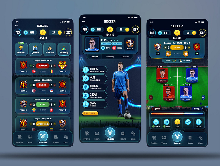 Mobile Game UI Design for Soccer App by Iconic Graphics on Dribbble
