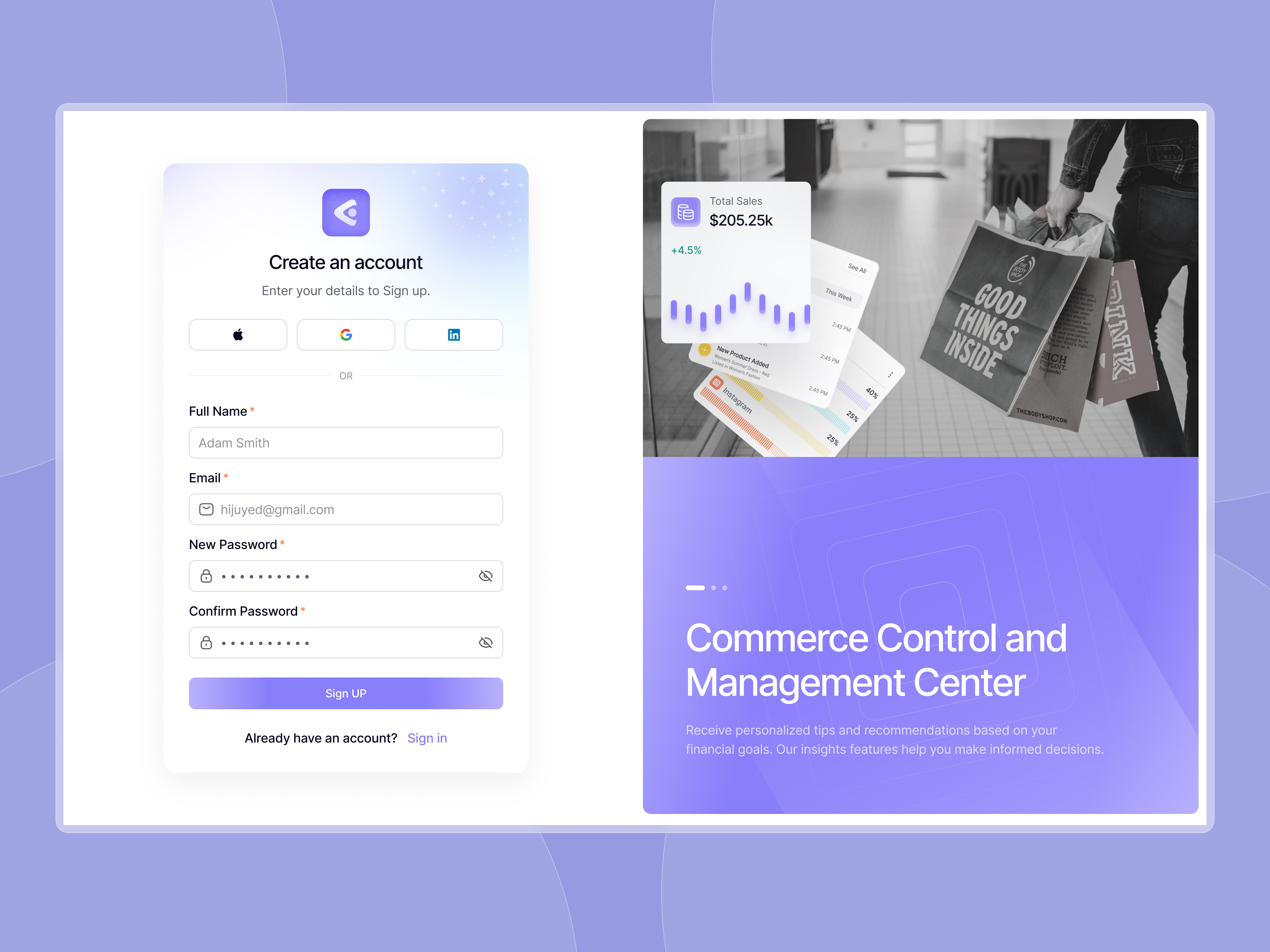 Ecomic - Sign in & Sign up page by Juyed Ahmed on Dribbble