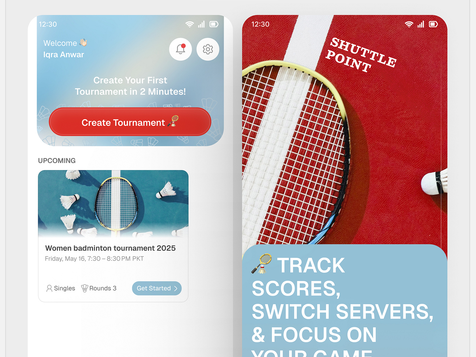 Badminton App UI Design by Iqra Anwar on Dribbble
