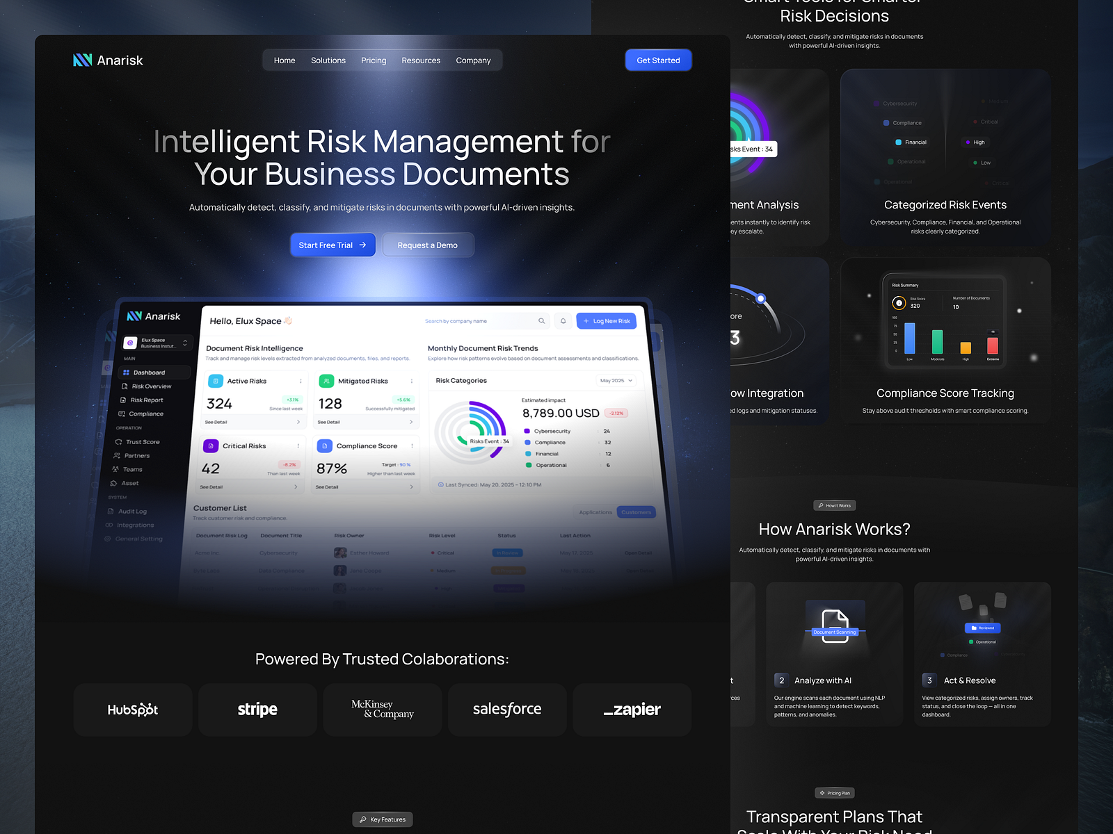 Anarisk - SaaS Document Risk Management Landing Page by Elux Design for ...
