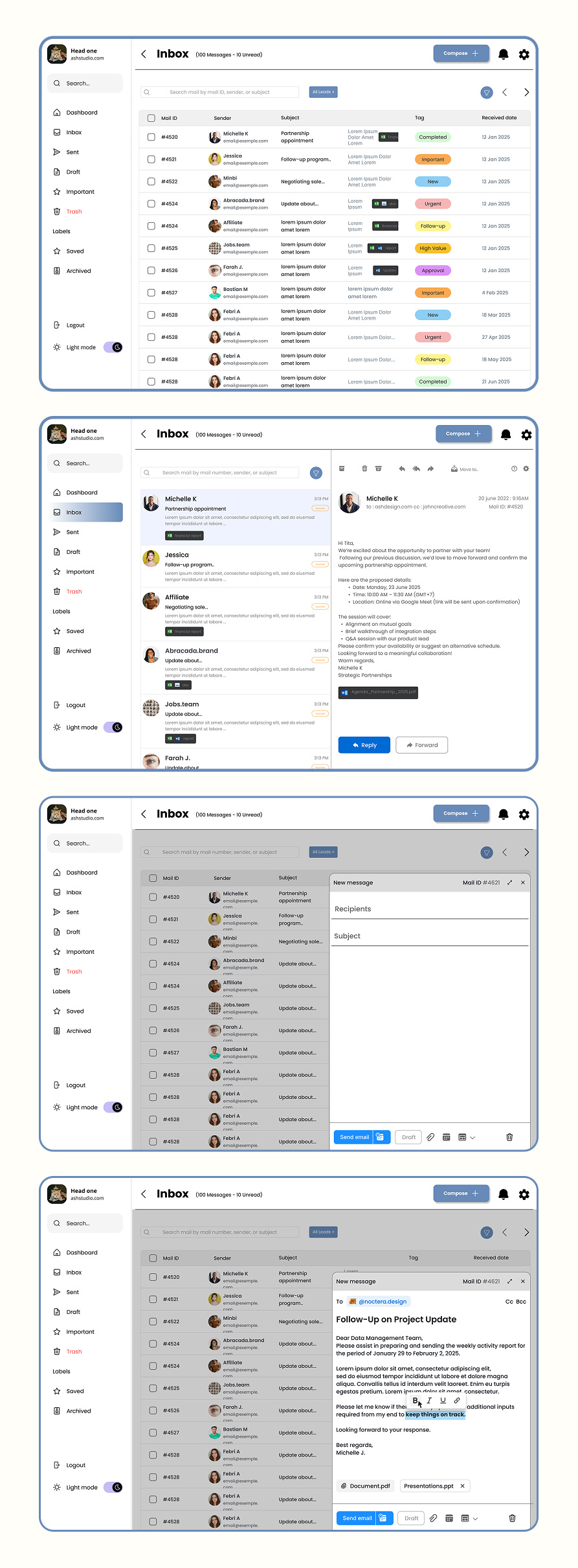 Dashboard for Internal Mail System by Rizkash Studio on Dribbble