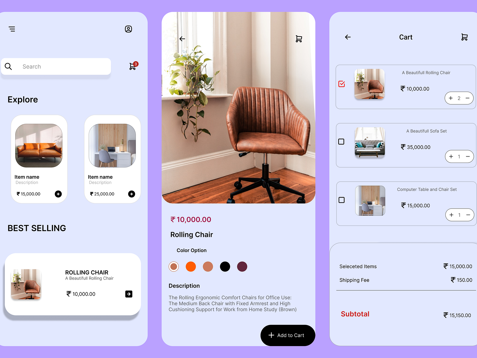 Furniture App Design by SWETHA K on Dribbble