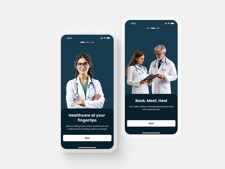 Doctor booking app - On boarding screen by Aakil Ameer on Dribbble