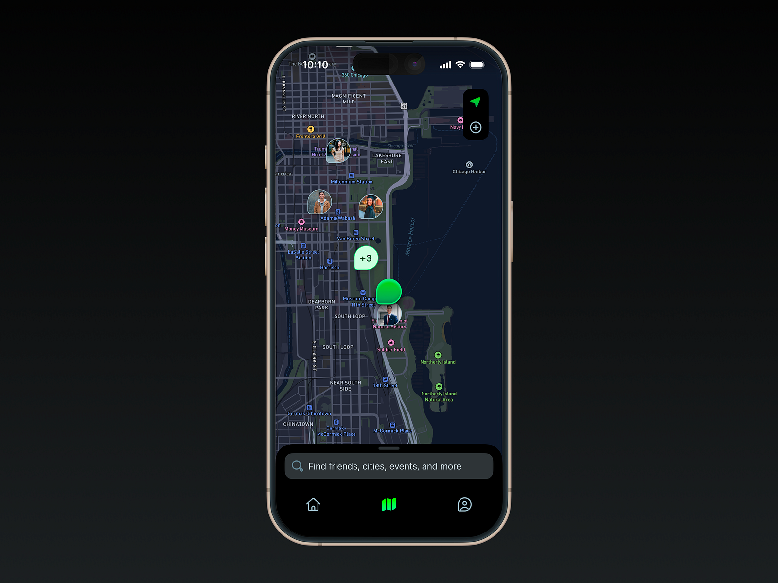 Location Social Media iOS App Map Dark Mode by Max Burnside on Dribbble