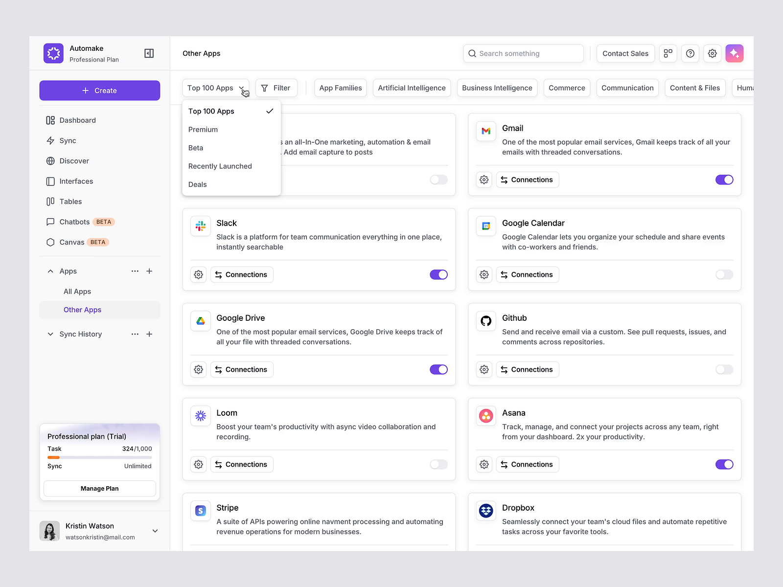 Automake - Integration Apps by Barly Design for Uxerflow on Dribbble