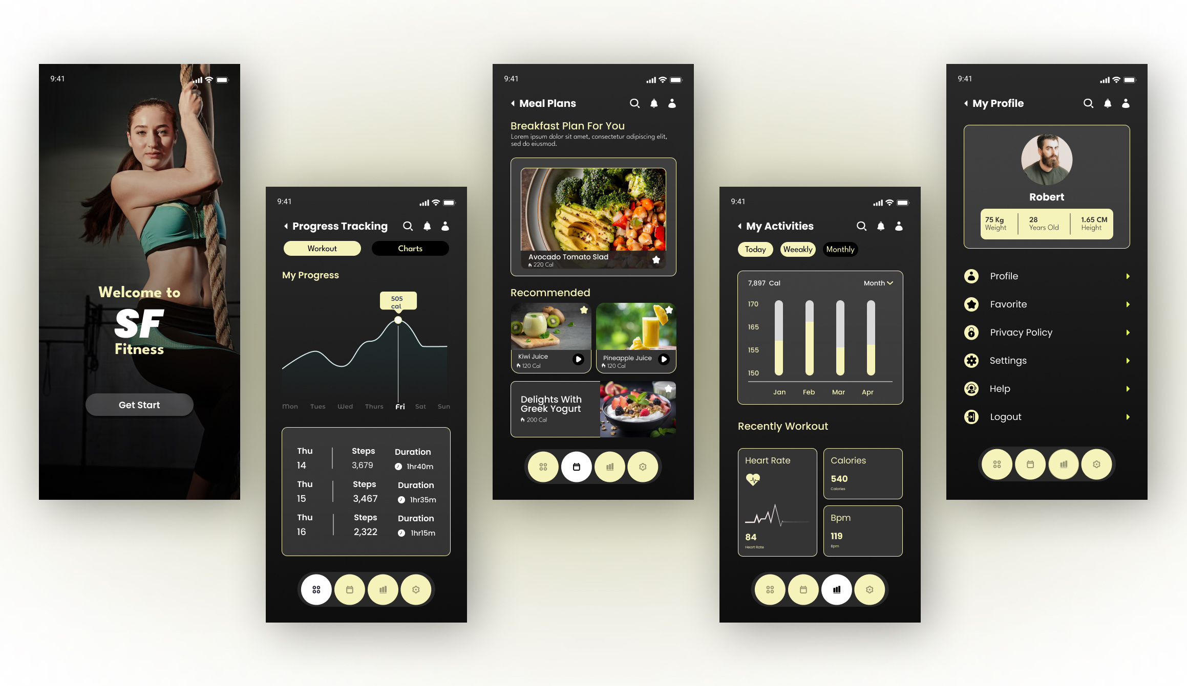 Fitness app UI design by jatin Vaghela on Dribbble