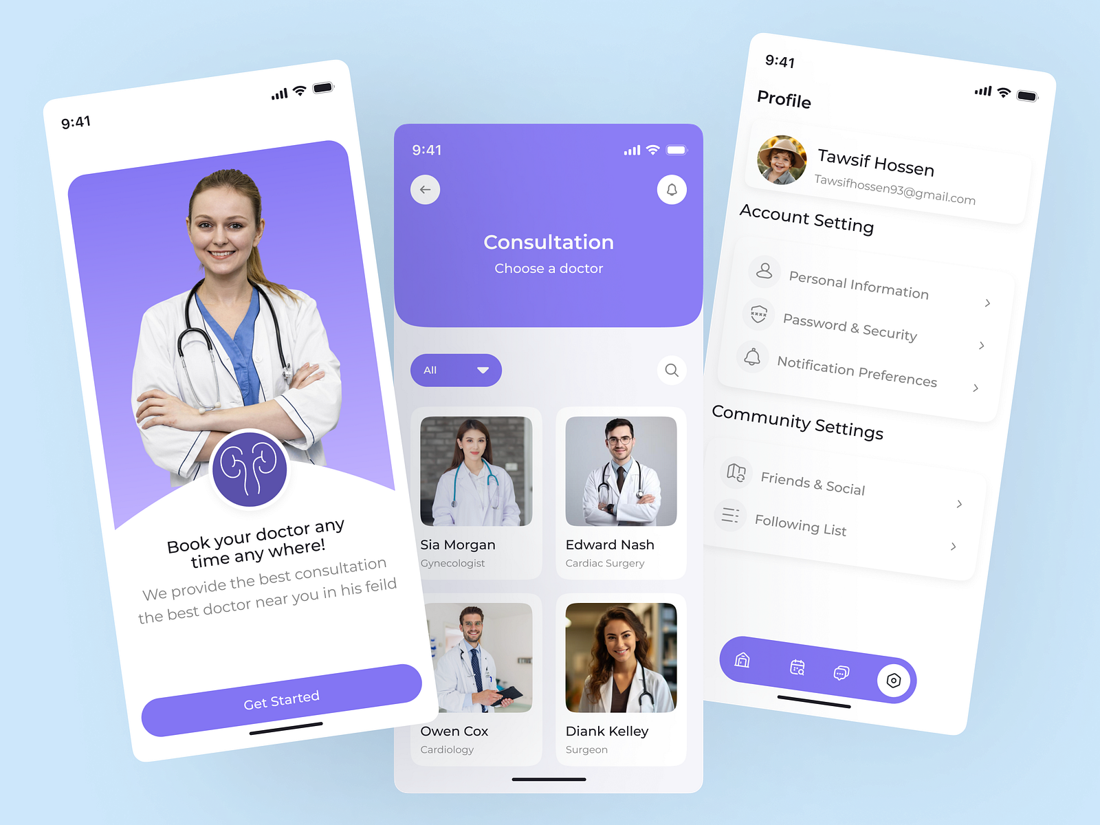 Medical Doctor Mobile App Design by UIX Maruf Hossen on Dribbble