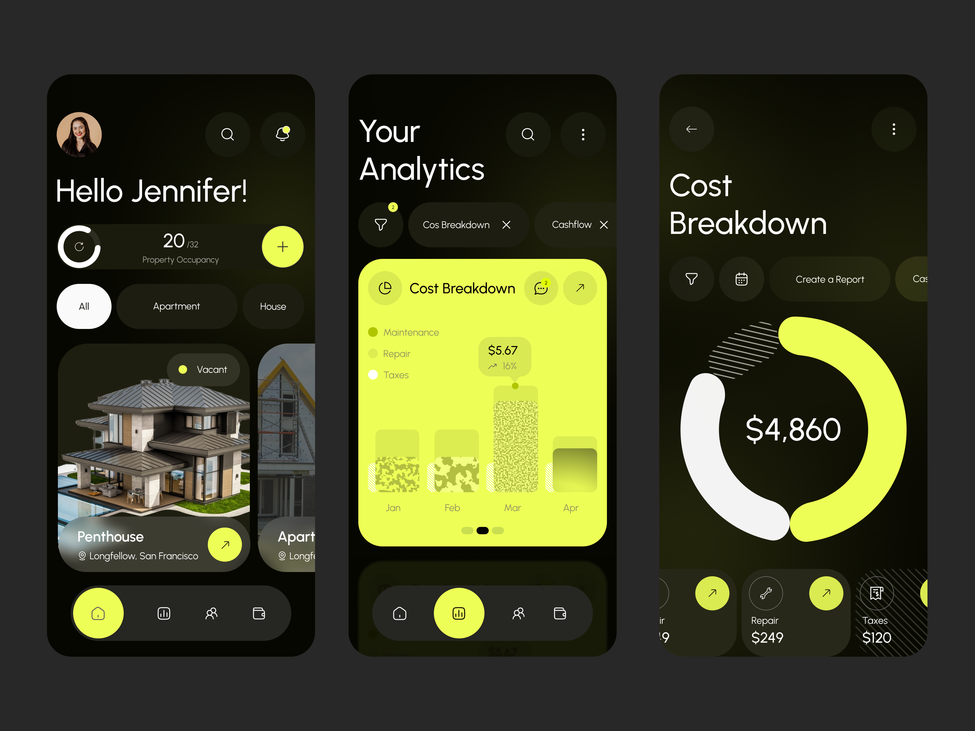 Property Management Mobile App -Dark Mode by Azmir Sheikh on Dribbble