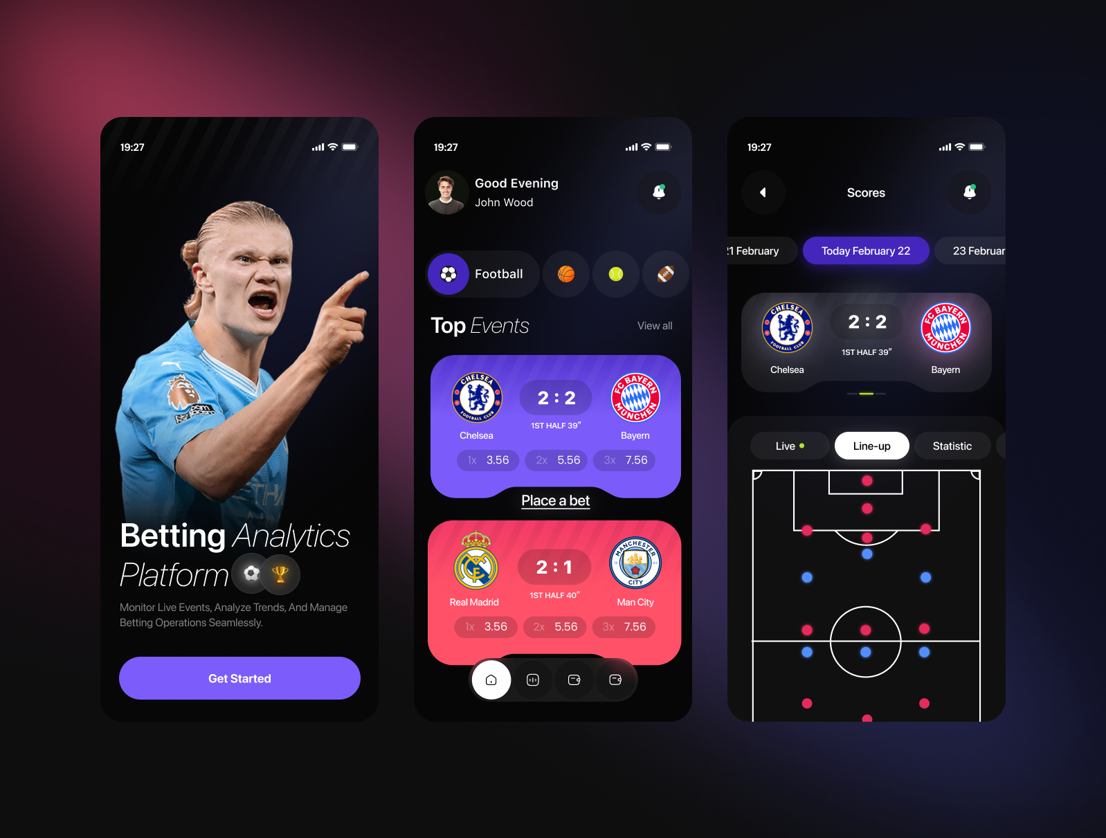betting sport mobile ui design by Roohi Koohi on Dribbble