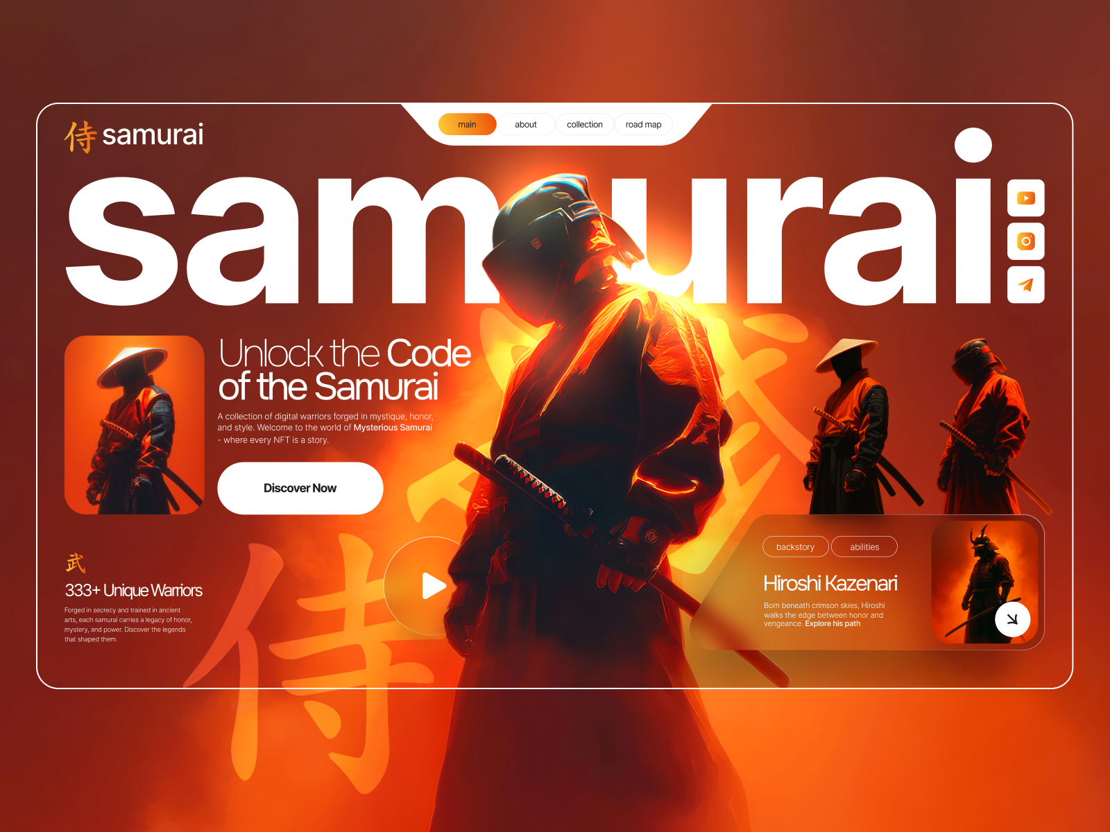NFT Landing Page - Mysterious Samurai by Tania_Kudliuk on Dribbble