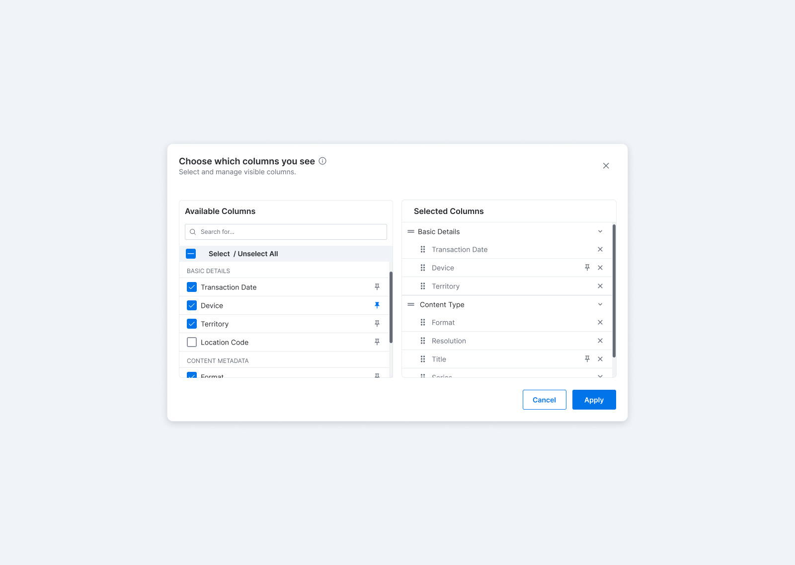 Custom Column Selector – UI Component by Amit Bharti on Dribbble
