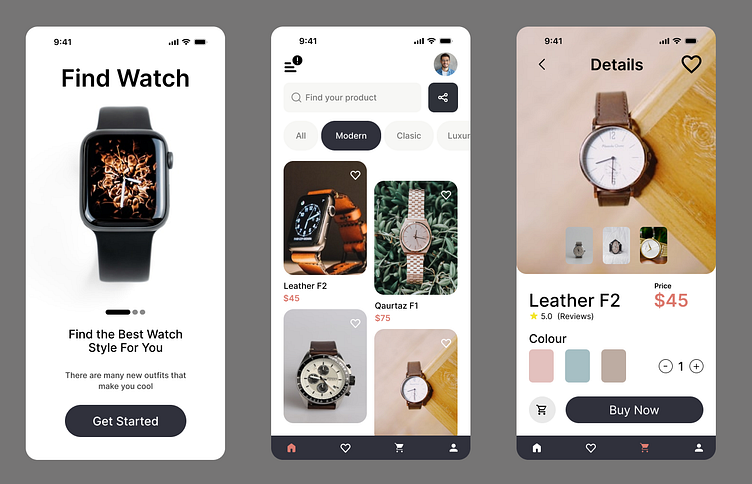 UI/UX DESIGN WATCH ORDERING APP by Vinay Kumar on Dribbble