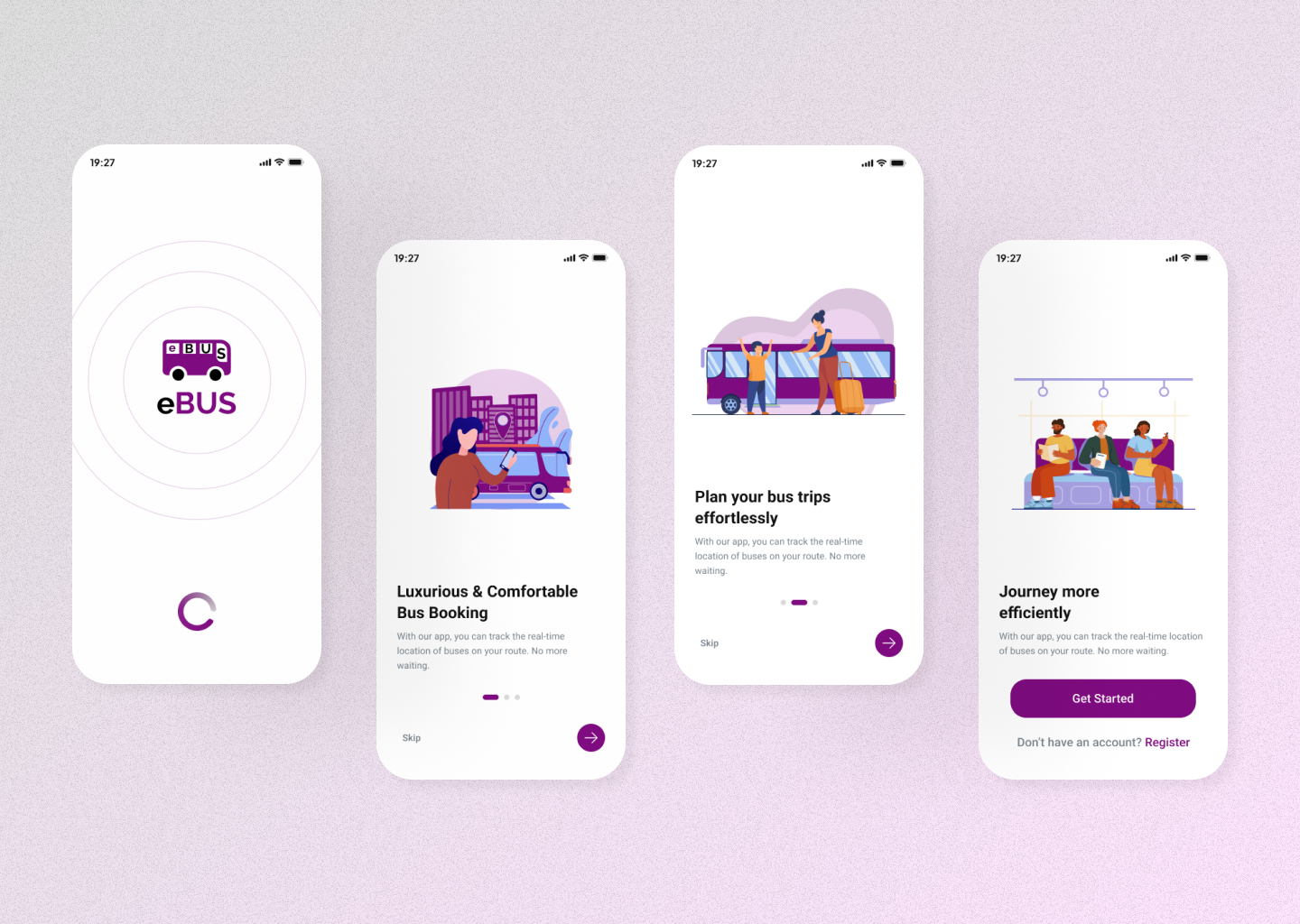 eBus Mobile App Onboarding Screens by Shahadat Razu on Dribbble
