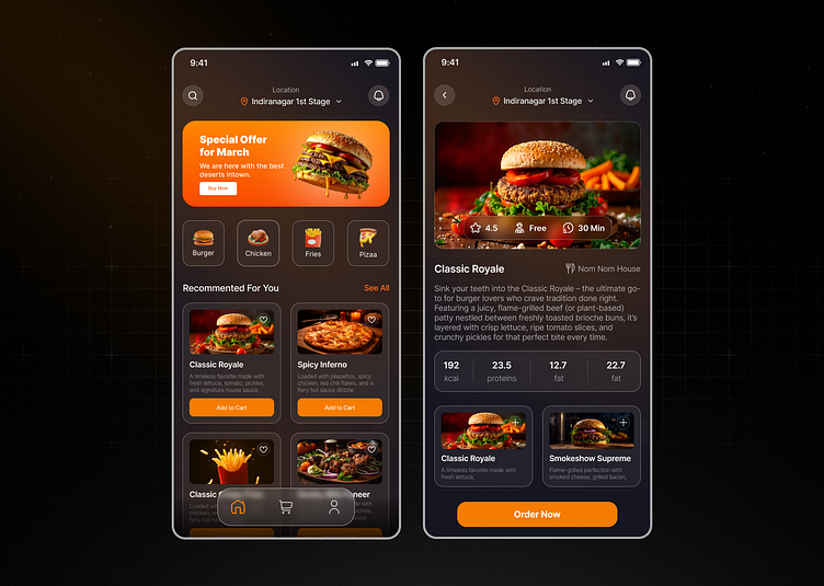 Food Delivery App – Glassmorphism UI Concept by ARUN RAJ on Dribbble