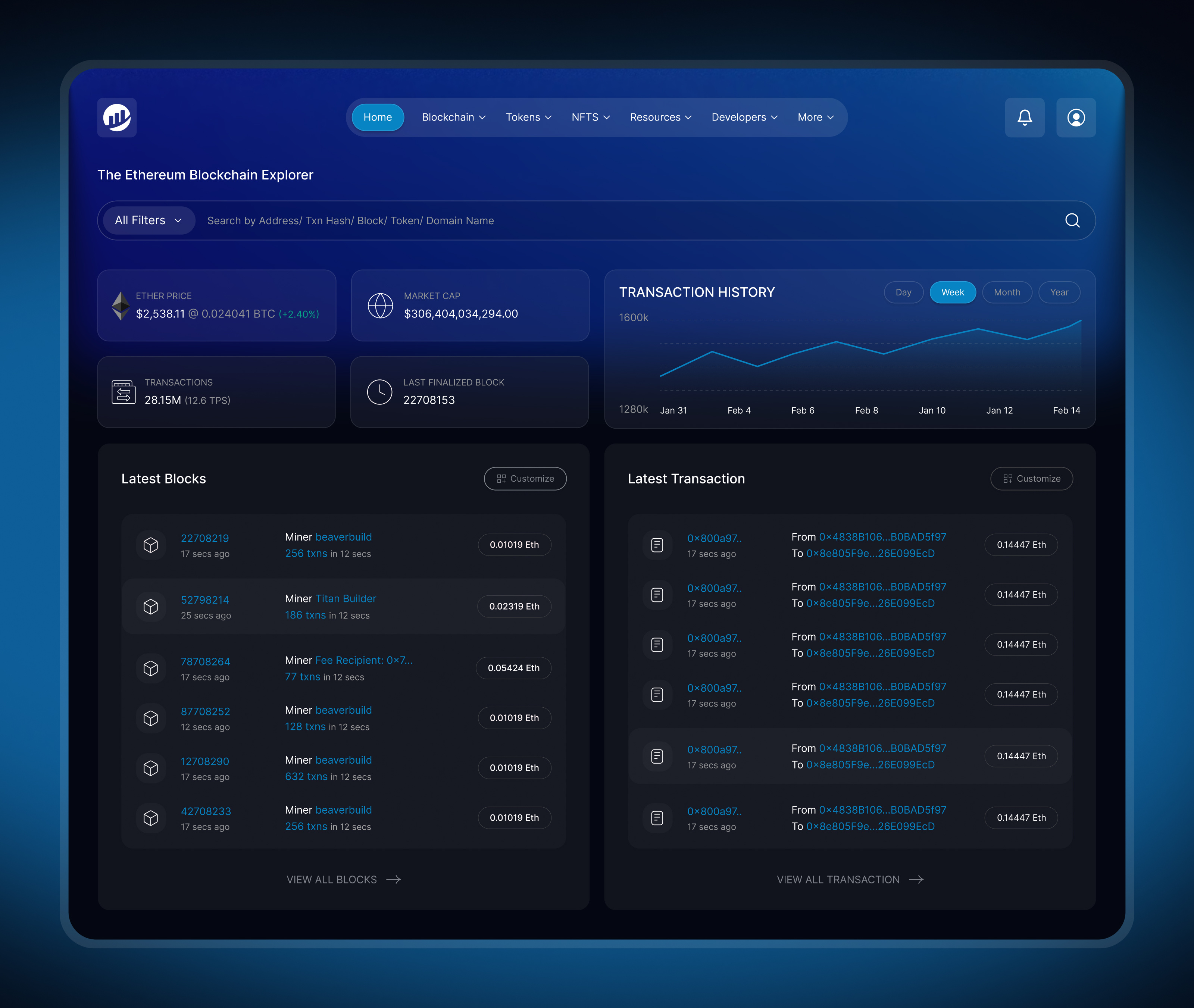Ethereum Blockchain Explorer by EASIN ARAFAT🔥 on Dribbble
