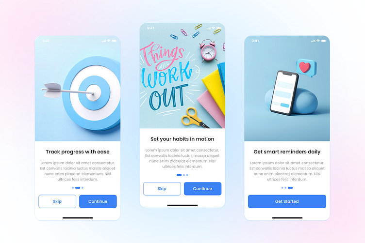 Onboarding Screens Design UI – Habit Tracker App 🤩💪 by Dina Yahia on ...