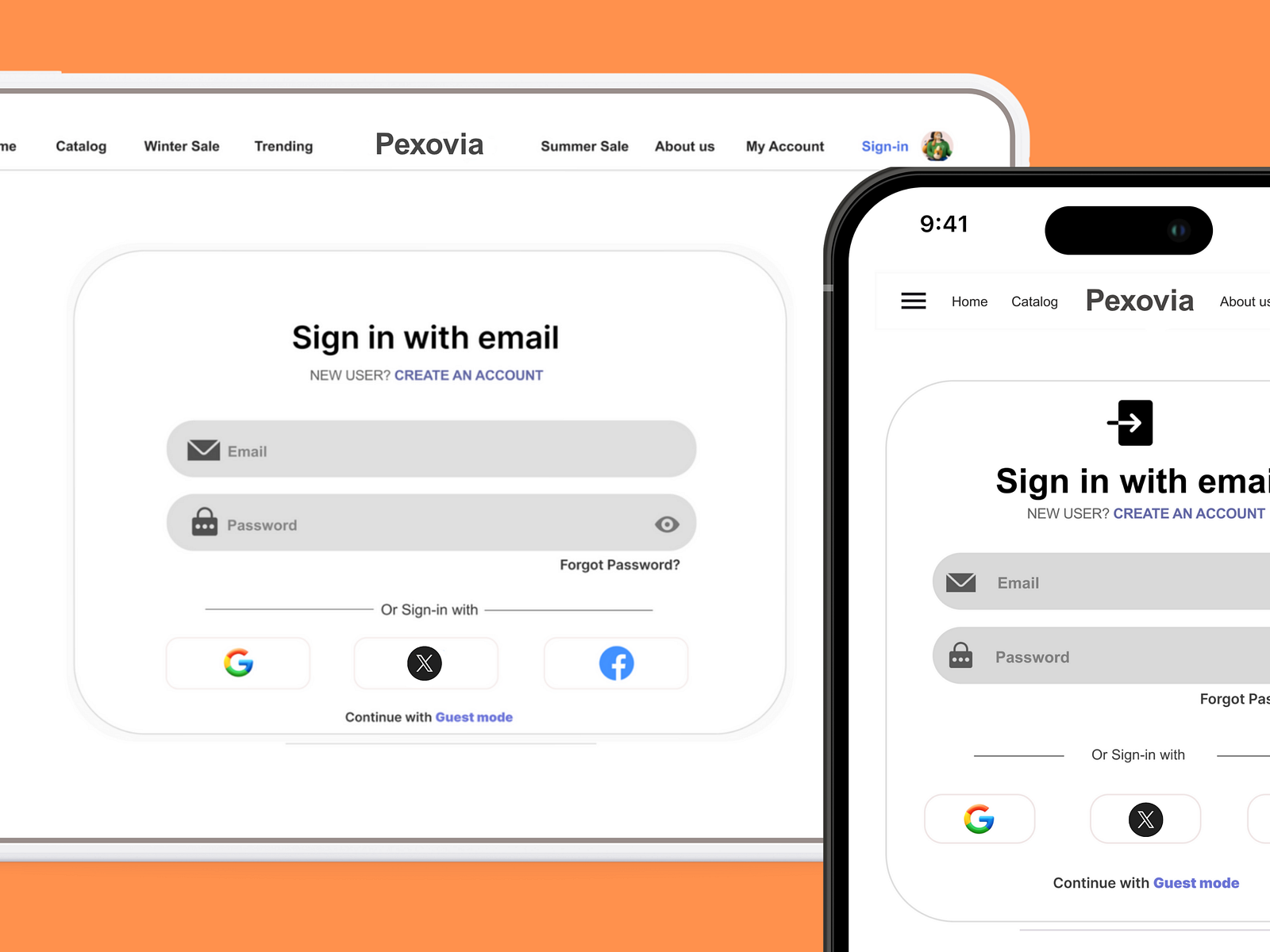 Minimal & Responsive Sign-In UI – Pexovia Web & Mobile Design by Design ...