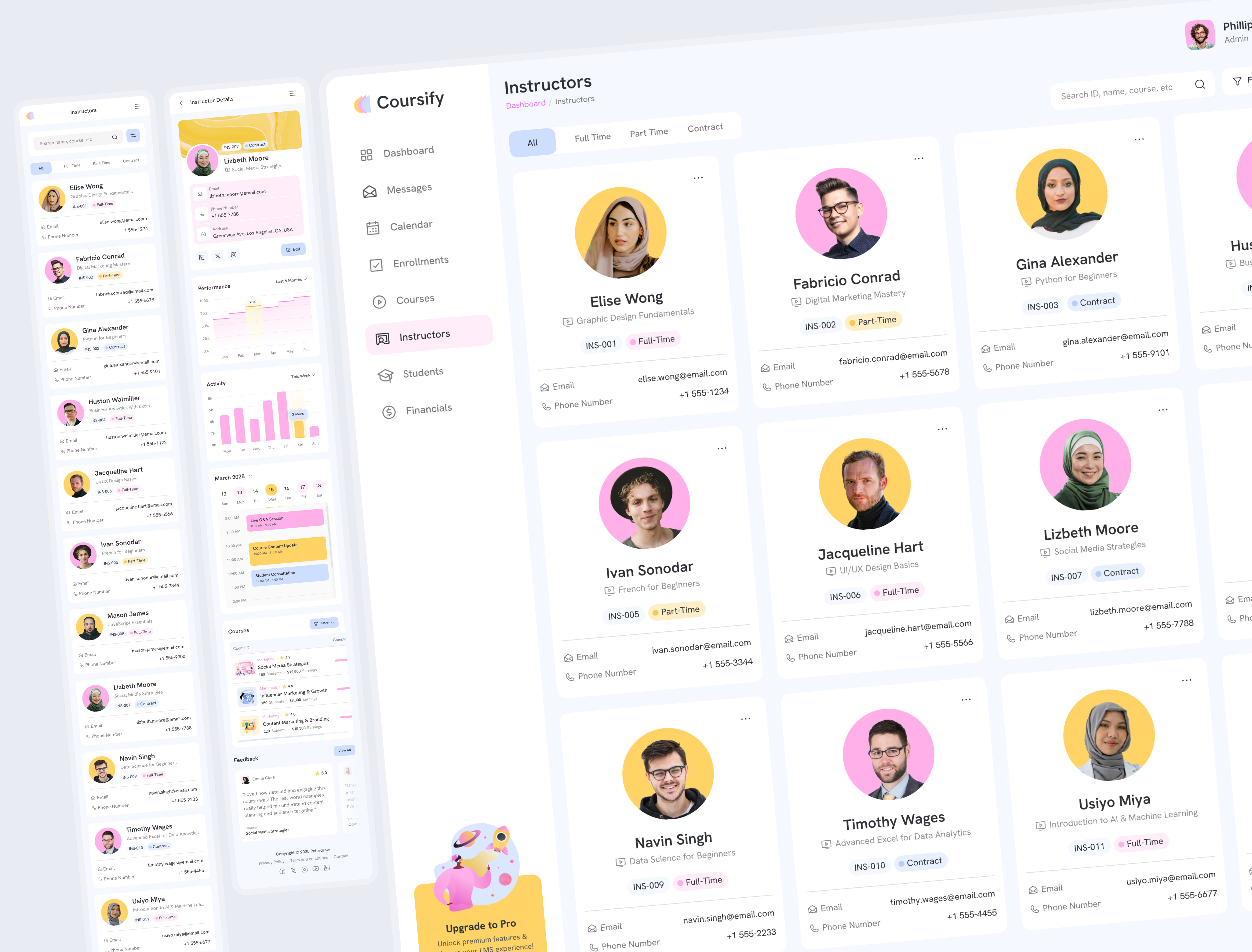 Coursify – Clean Instructor Management UI Across Devices by Ahmad S. Afandi for Peterdraw Studio ...