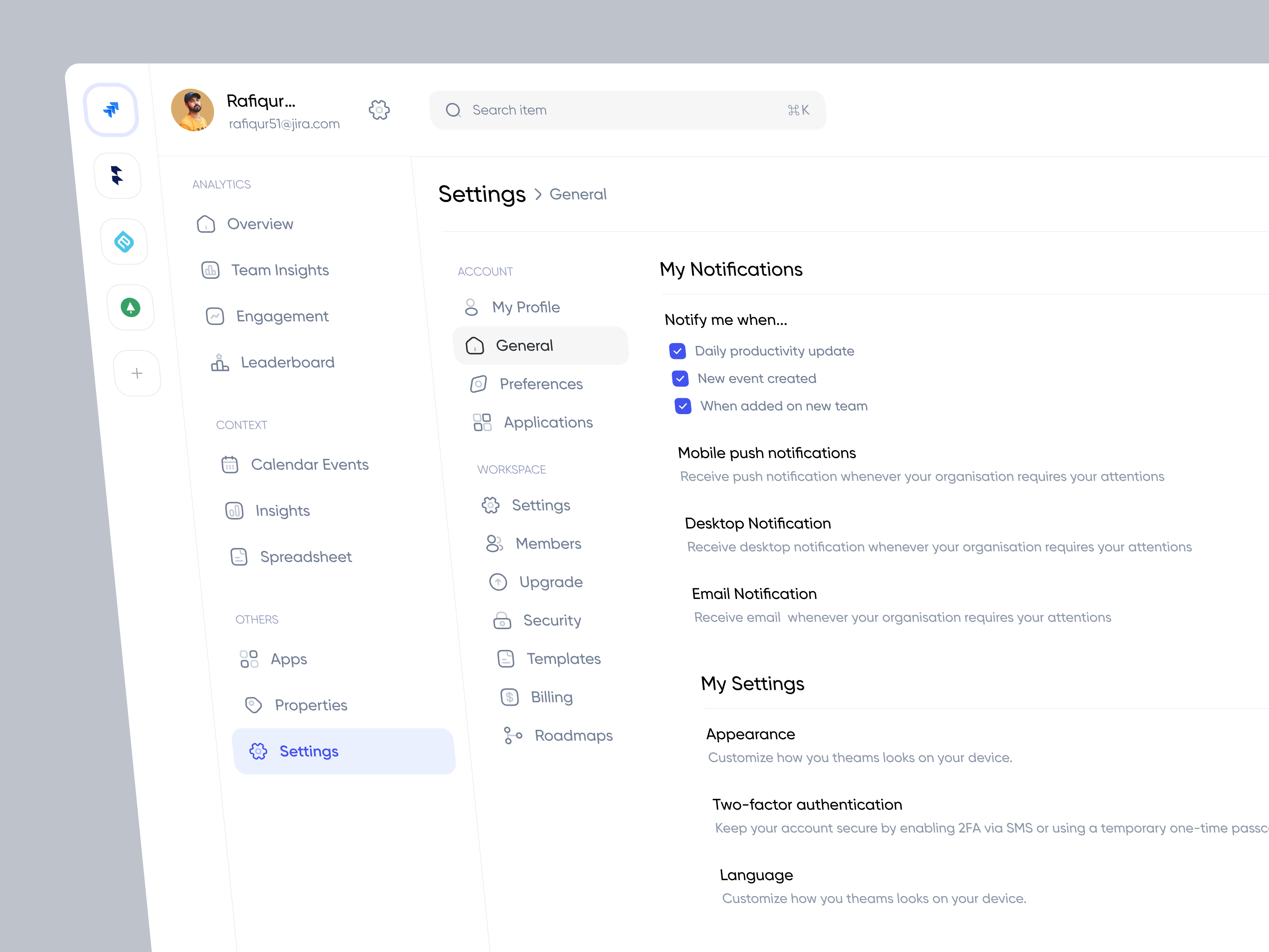 TimeTracker - Settings Page by Rafiqur Rahman for Filllo Design Agency ...